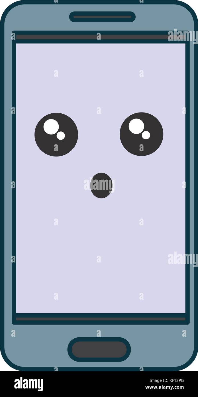 kawaii smartphone icon over white background vector illustration Stock ...