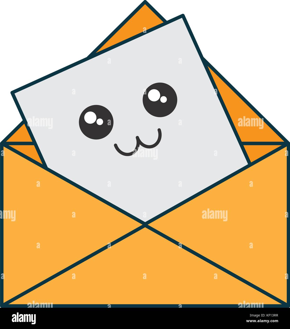 kawaii envelope icon over white background vector illustration Stock ...