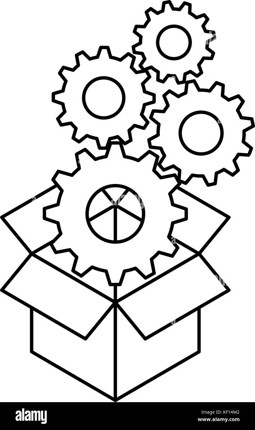 box with gears machine vector illustration design Stock Vector Image ...