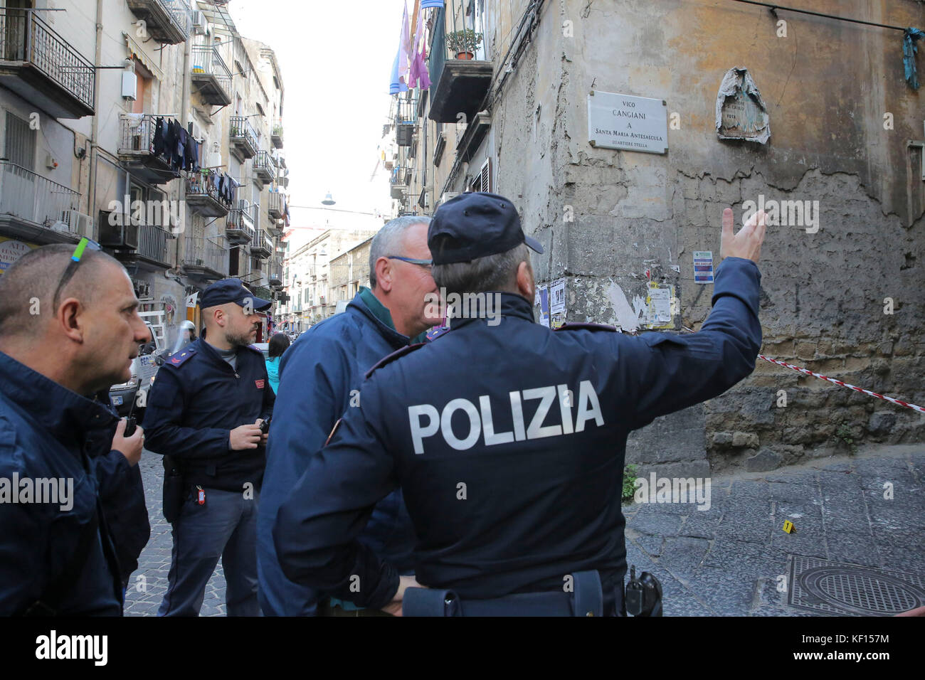Naples, Italy. 24th October, 2017. Naples, police make the reliefs on ...