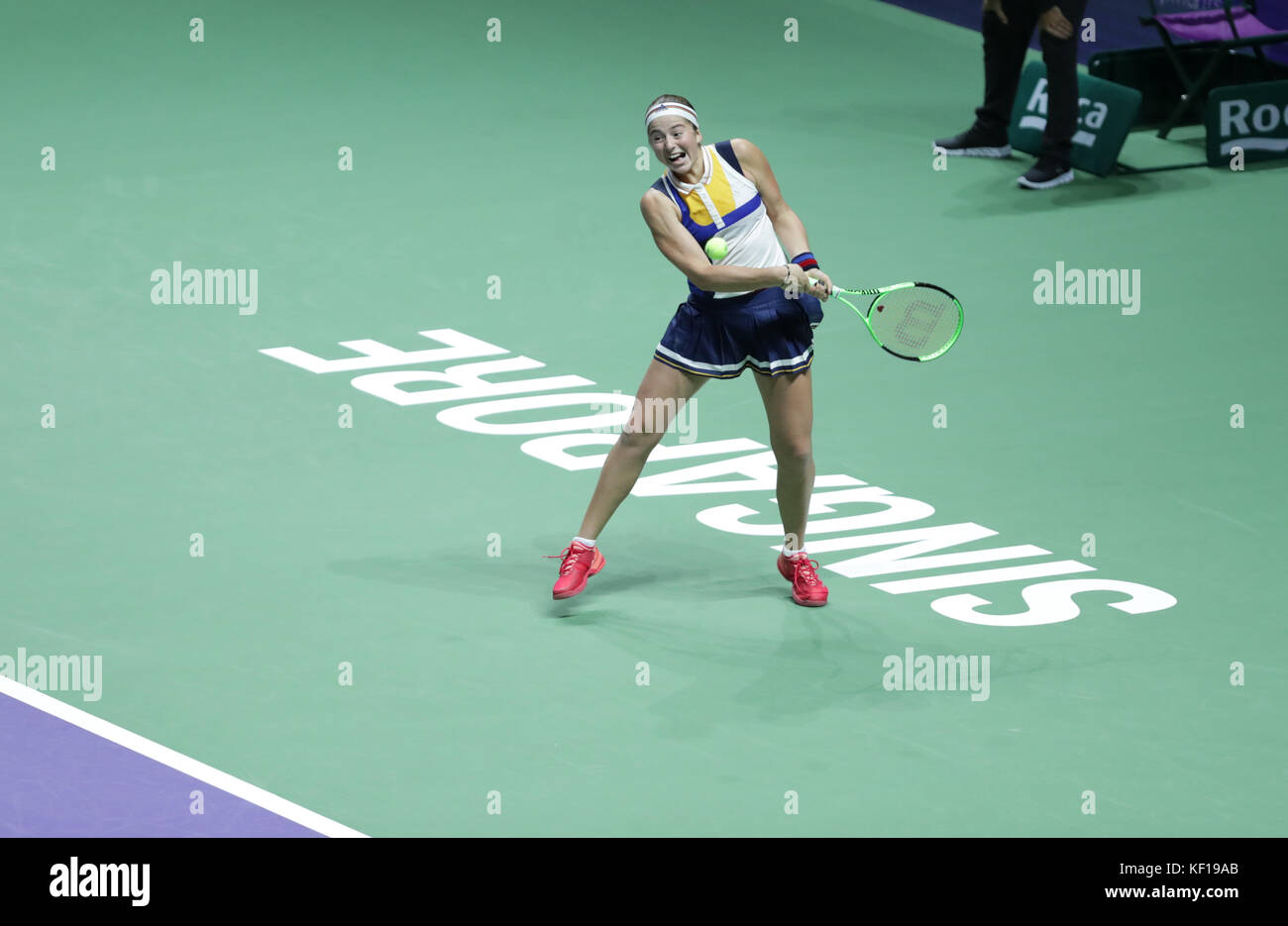 Singapore. 24th Oct, 2017. Latvian tennis player Jelena Ostapenko is in ...