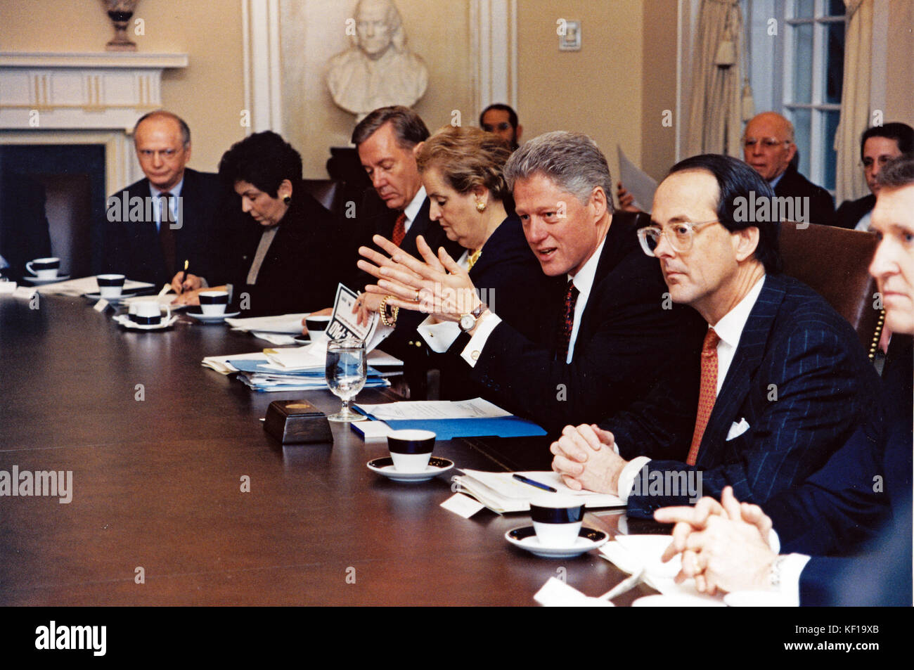 United States President Bill Clinton chairs a Cabinet Meeting in the ...
