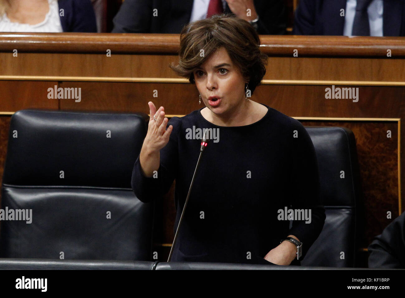 Madrid, Spain. 25th Oct, 2017. SpainÂ´s Government Deputy Premier ...