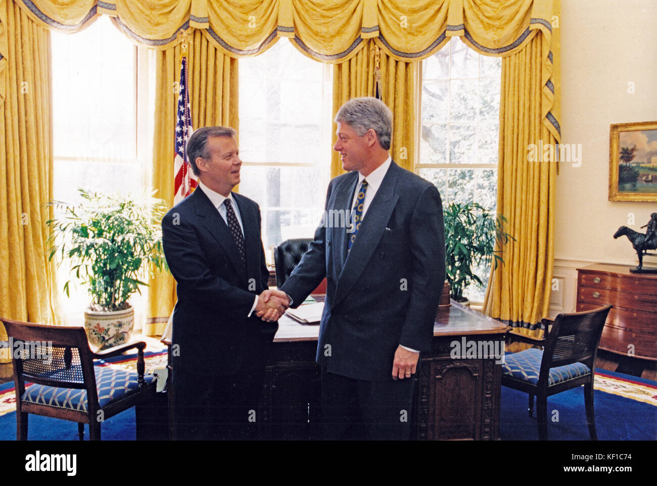 United States President Bill Clinton meets with US Representative Tony ...