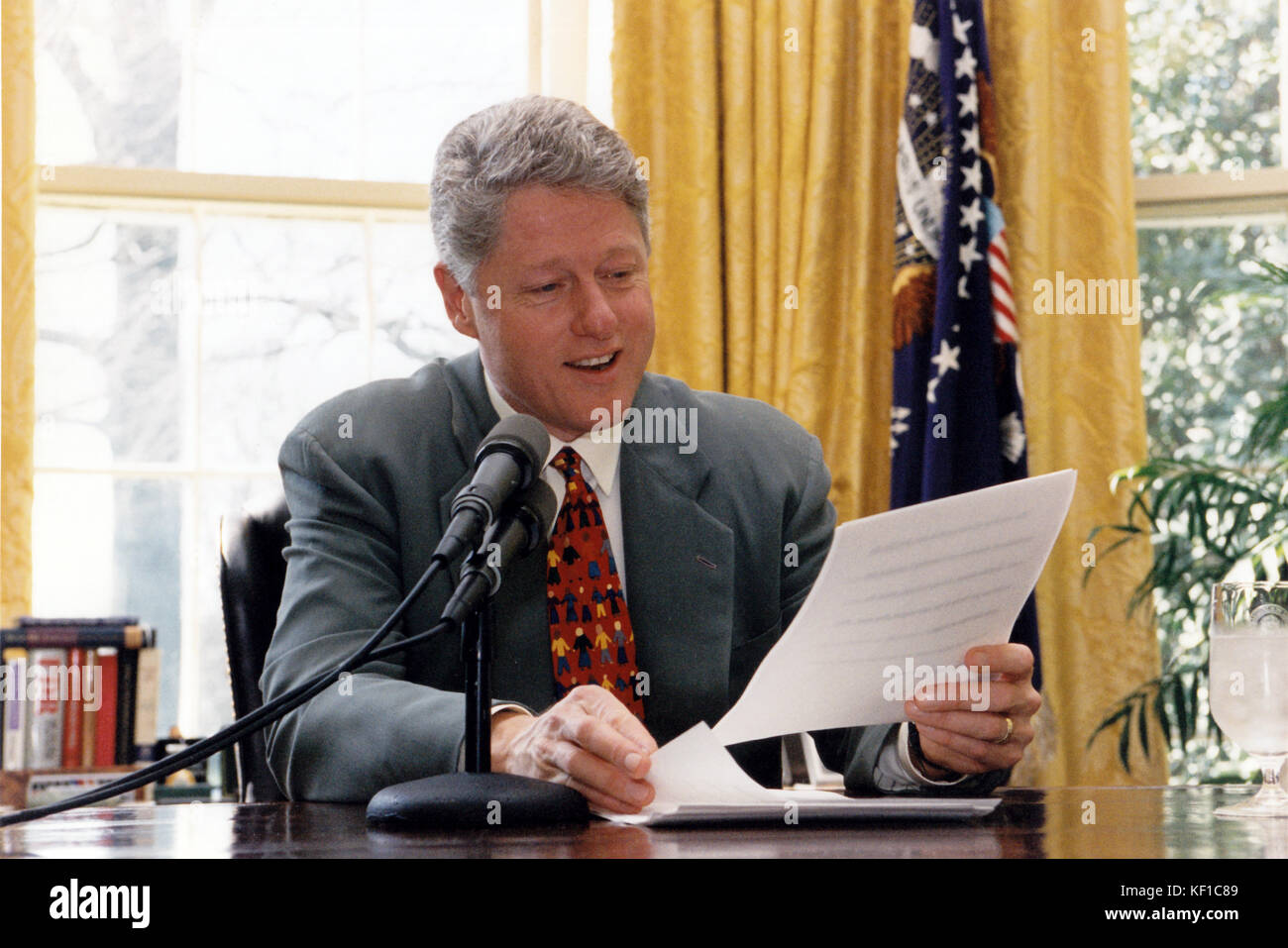 United States President Bill Clinton speaks to the nation about health ...