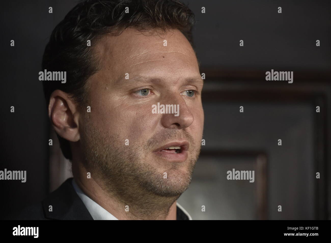 Prague, Czech Republic. 25th Oct, 2017. ANO movement representative ...