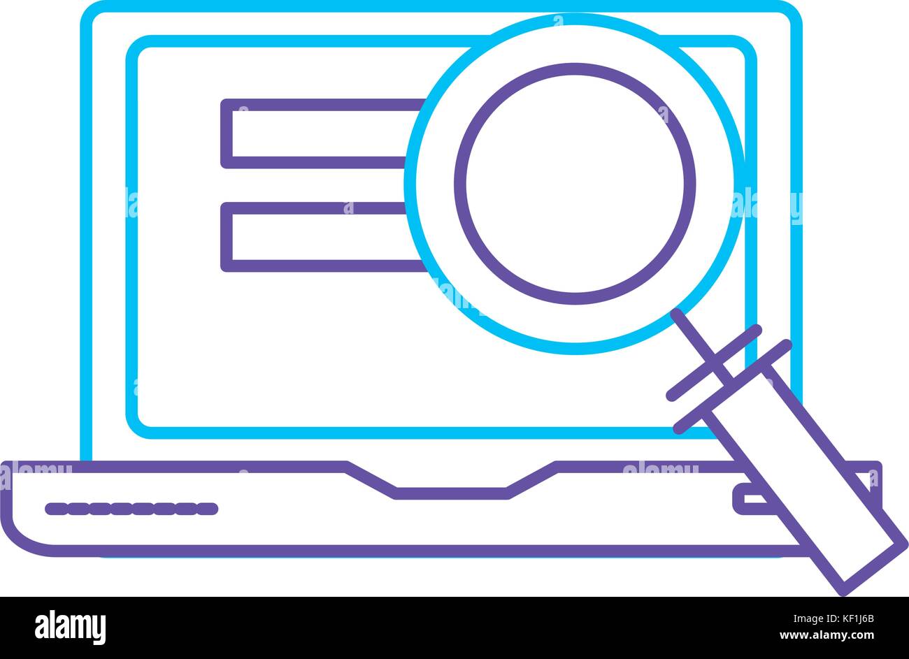 line laptop technology information with magnifying glass Stock Vector ...
