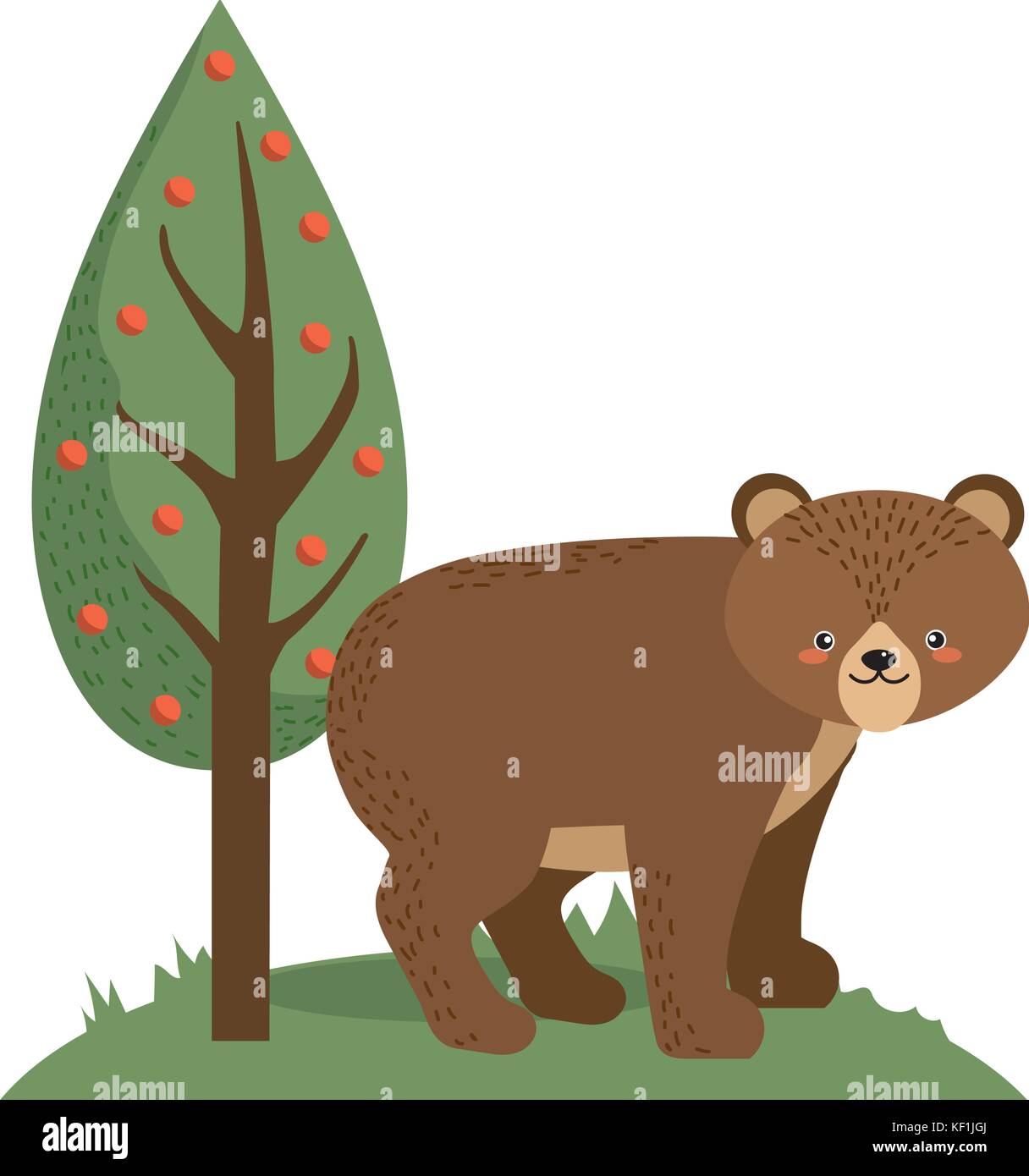 cute bear wild animal next to tree Stock Vector Image & Art - Alamy
