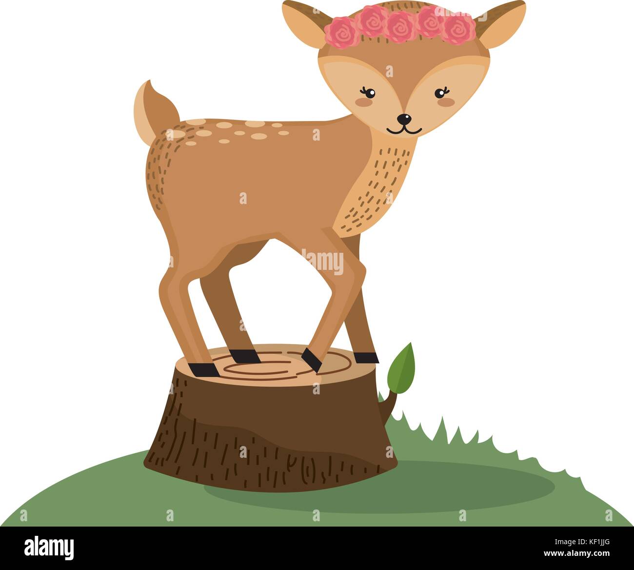 cute deer animal in bole wood tree Stock Vector Image & Art - Alamy