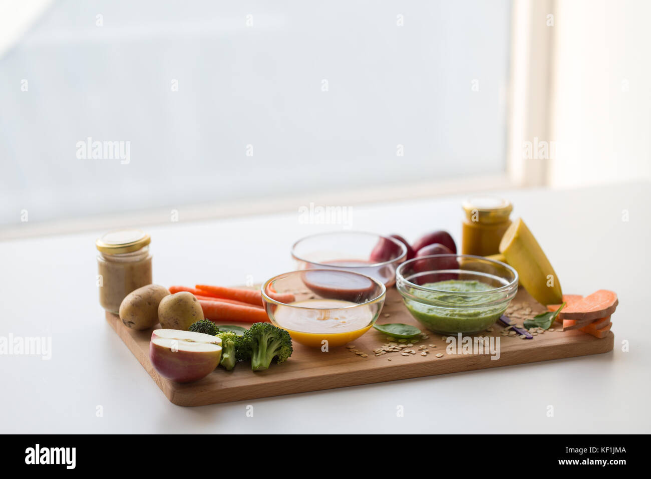 vegetable puree or baby food in glass bowls Stock Photo - Alamy