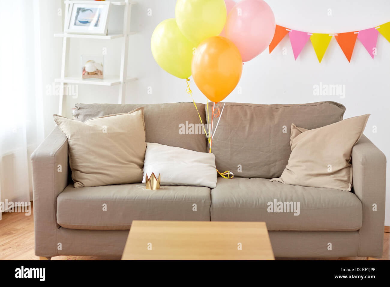 sofa at home room decorated for birthday party Stock Photo - Alamy
