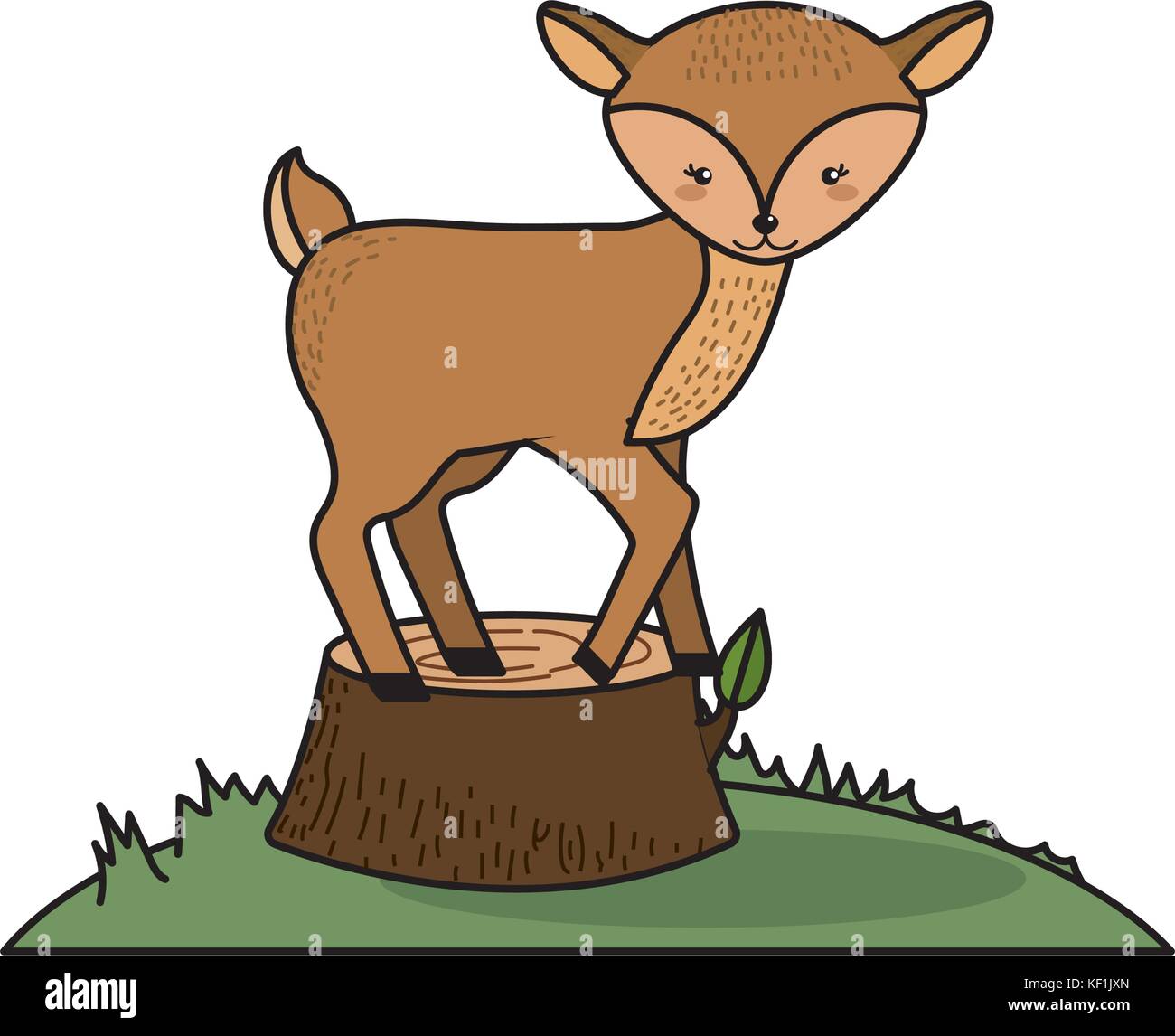 cute deer animal in bole wood tree Stock Vector Image & Art - Alamy