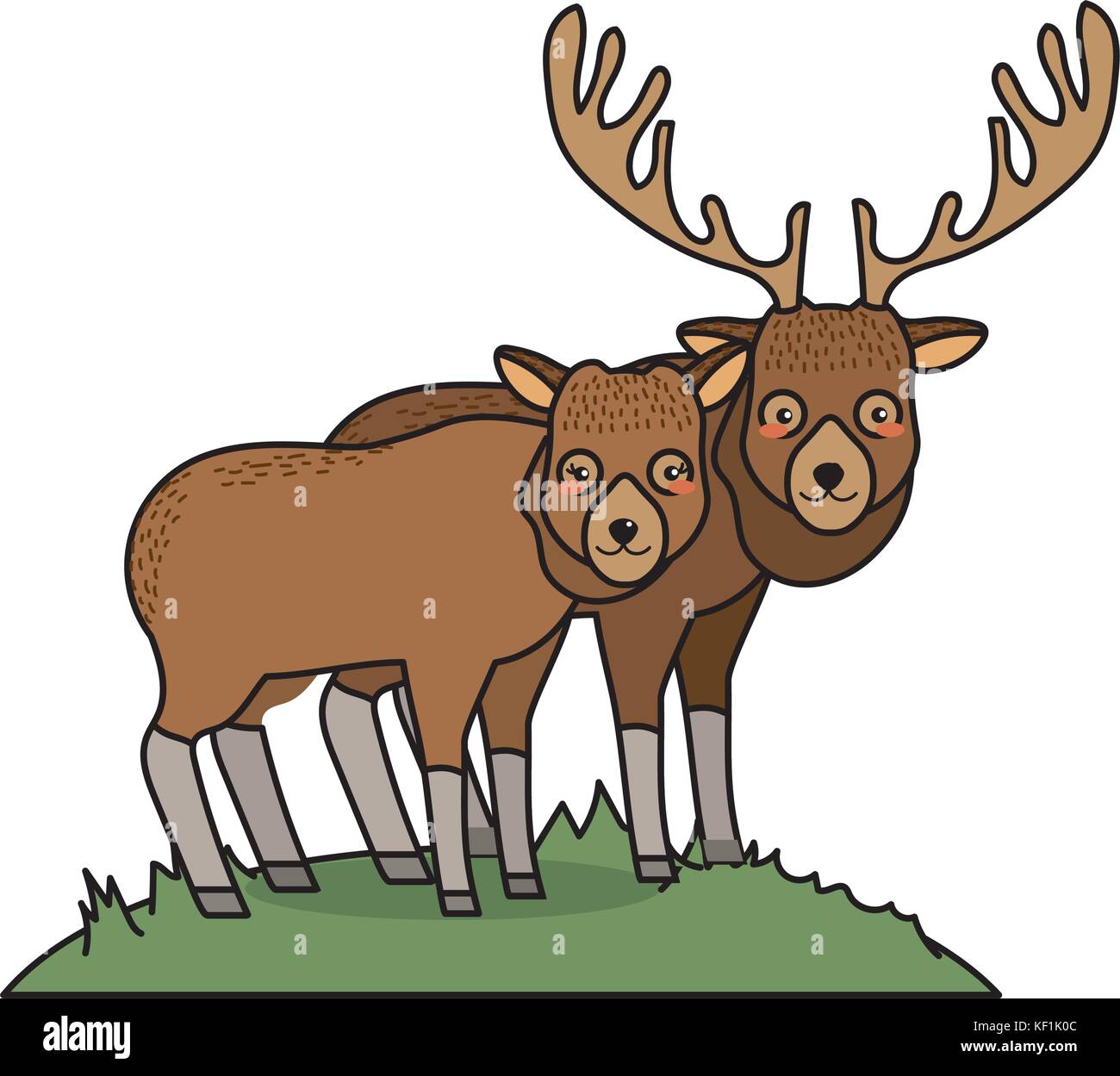 cute elk animal couple together Stock Vector Image & Art - Alamy