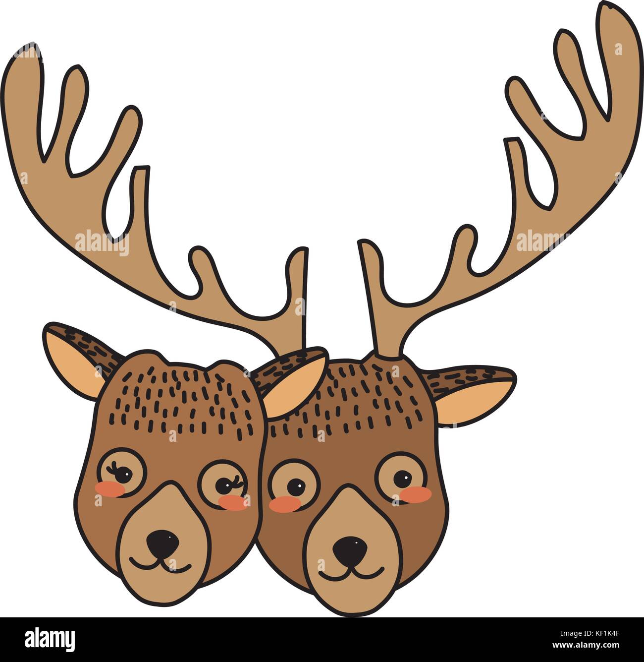cute elk head animal couple together Stock Vector Image & Art - Alamy