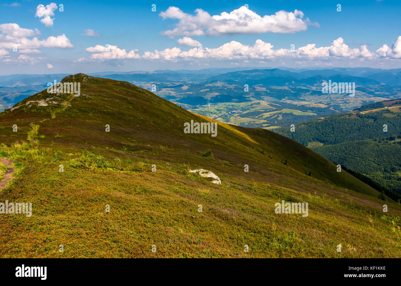path through mountain ridge in high altitude. beautiful scenery in fine ...