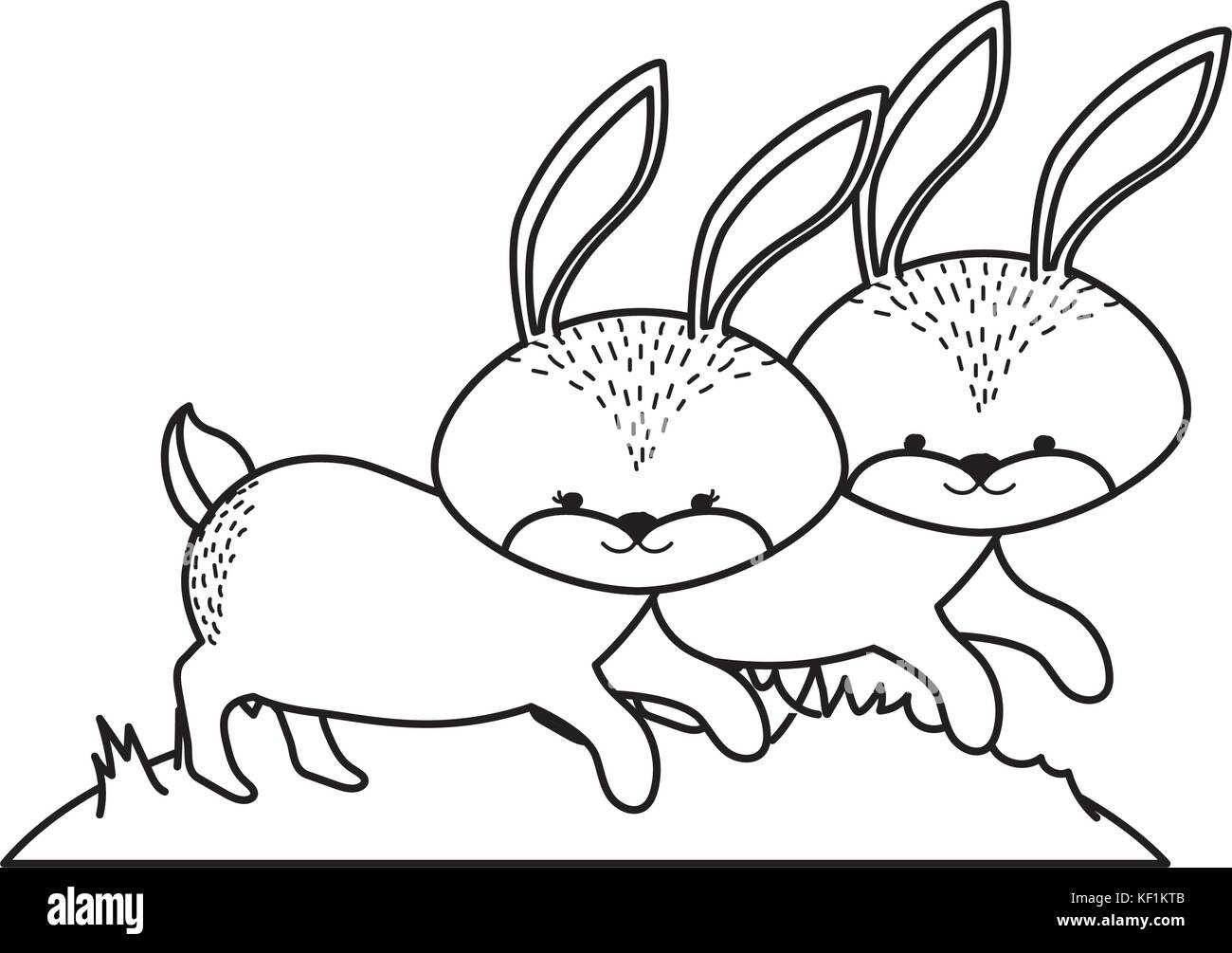 line cute rabbit animal couple together Stock Vector Image & Art - Alamy