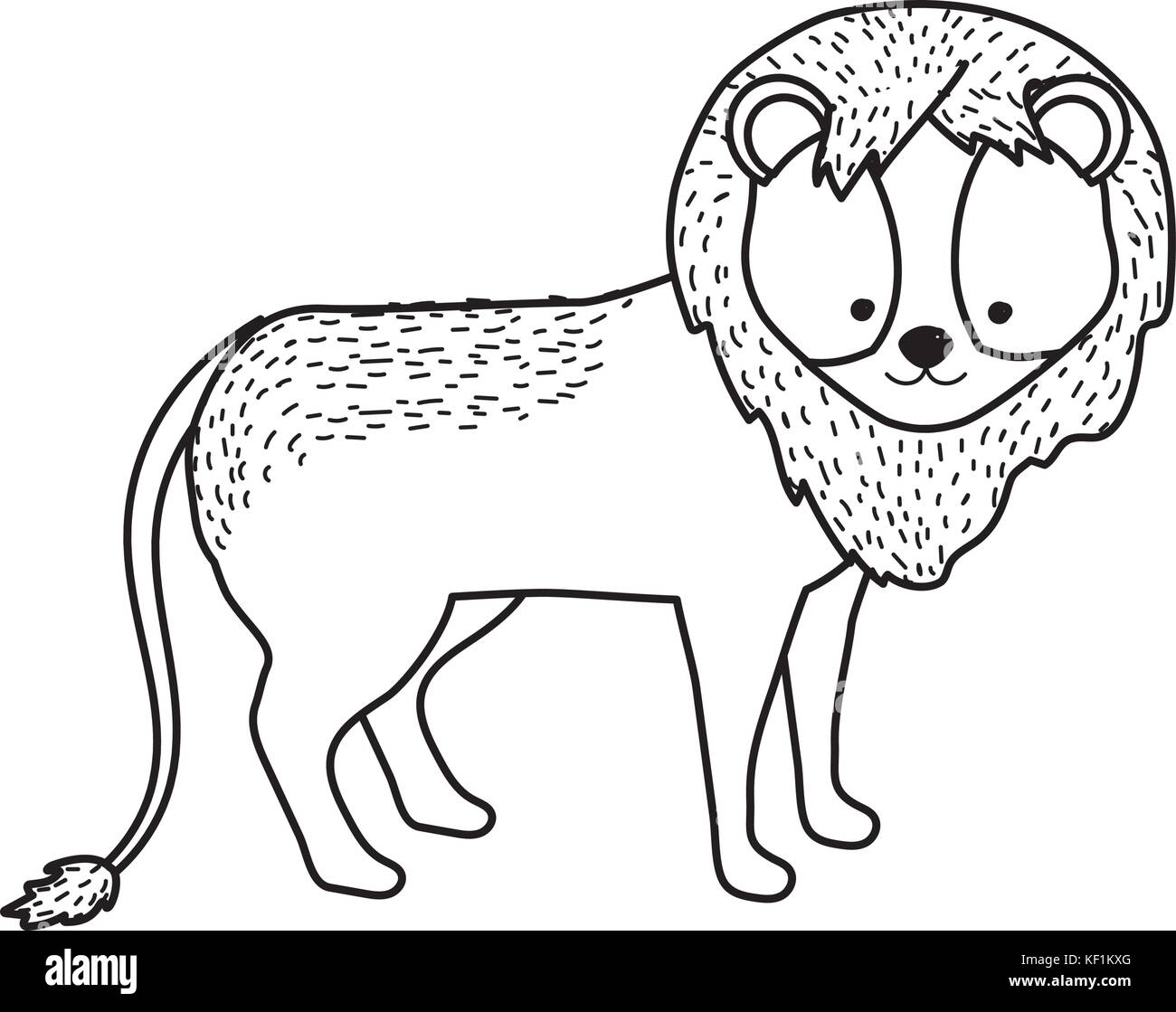 line cute lion wild animal icon Stock Vector Image & Art - Alamy