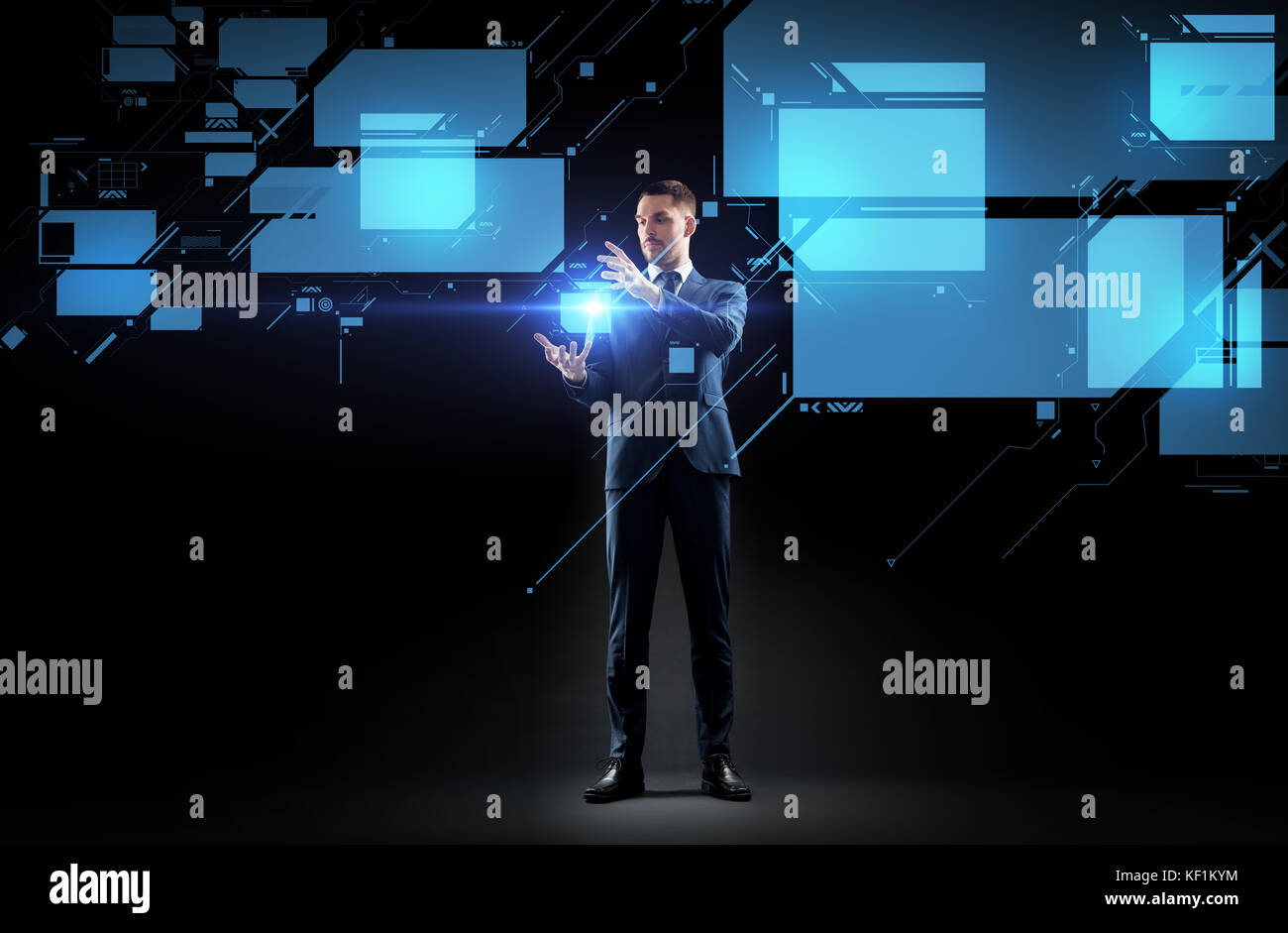 businessman working with virtual screen Stock Photo - Alamy