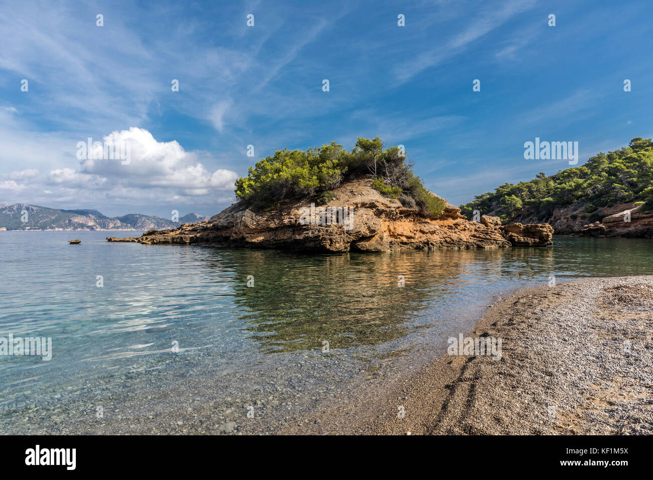 Small island on s'Illot beach, Majorca (Balearic Islands, Spain Stock ...