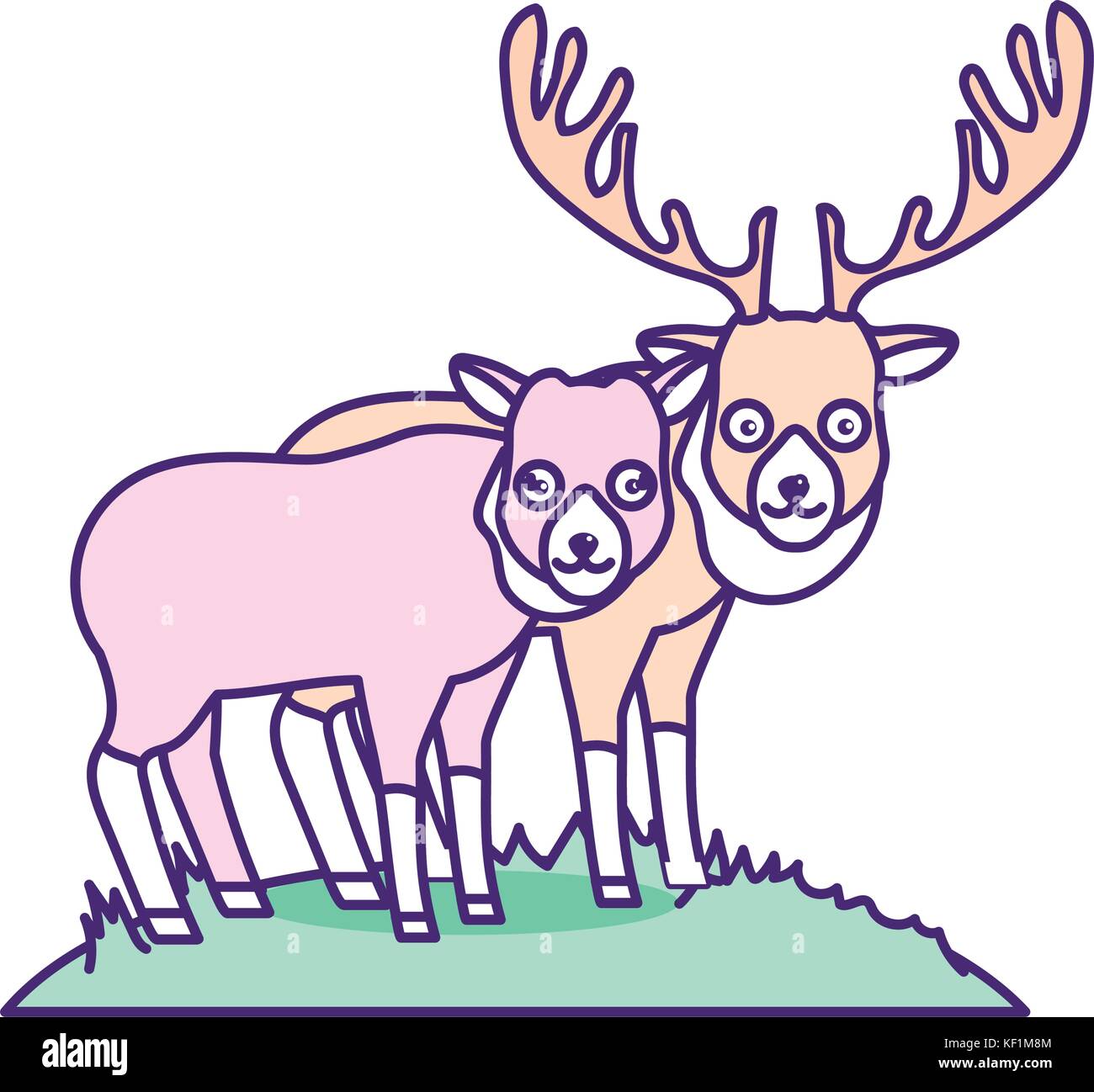 cute elk animal couple together Stock Vector Image & Art - Alamy