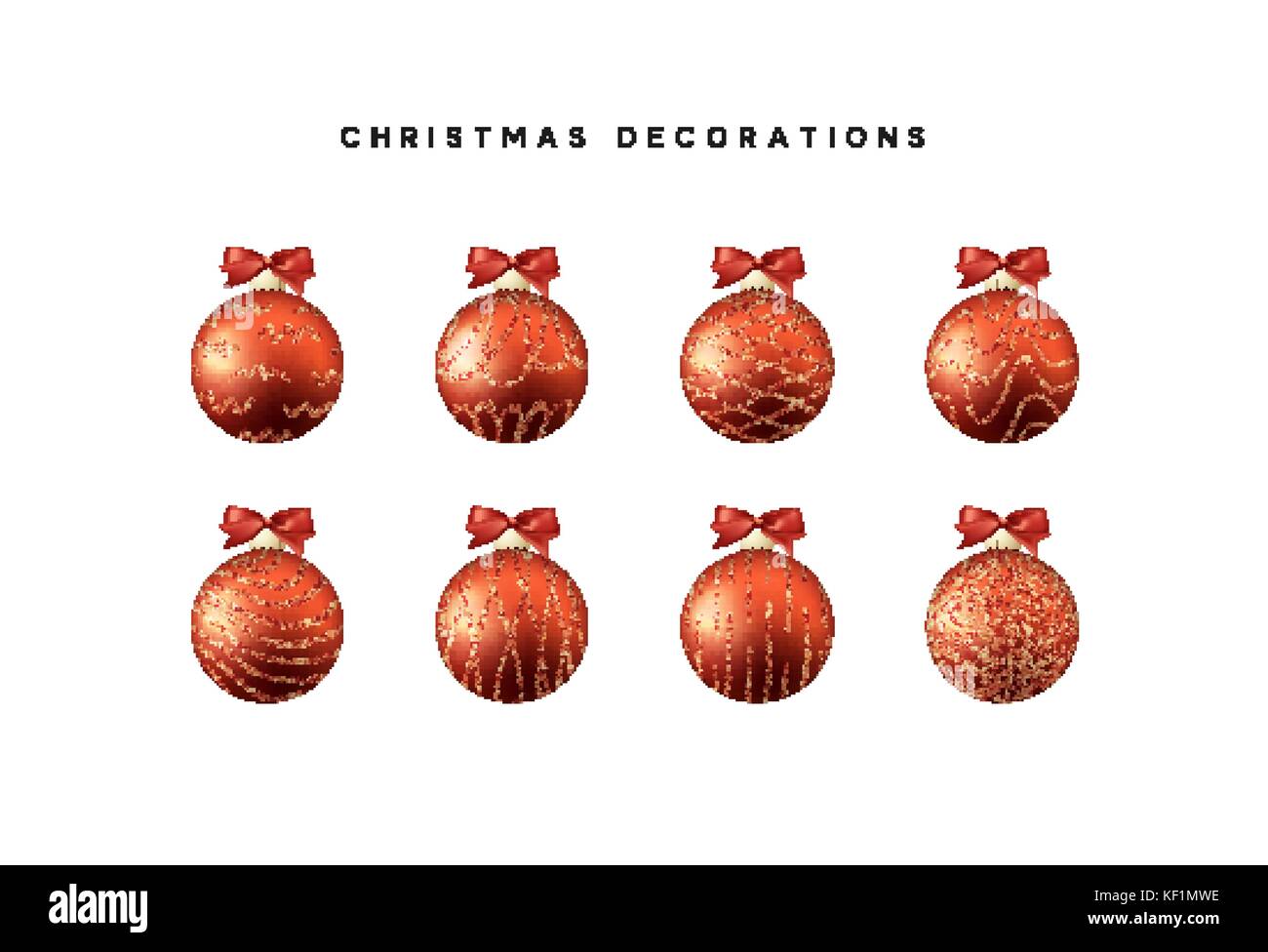 Xmas set balls red color. Christmas bauble decoration elements Stock ...