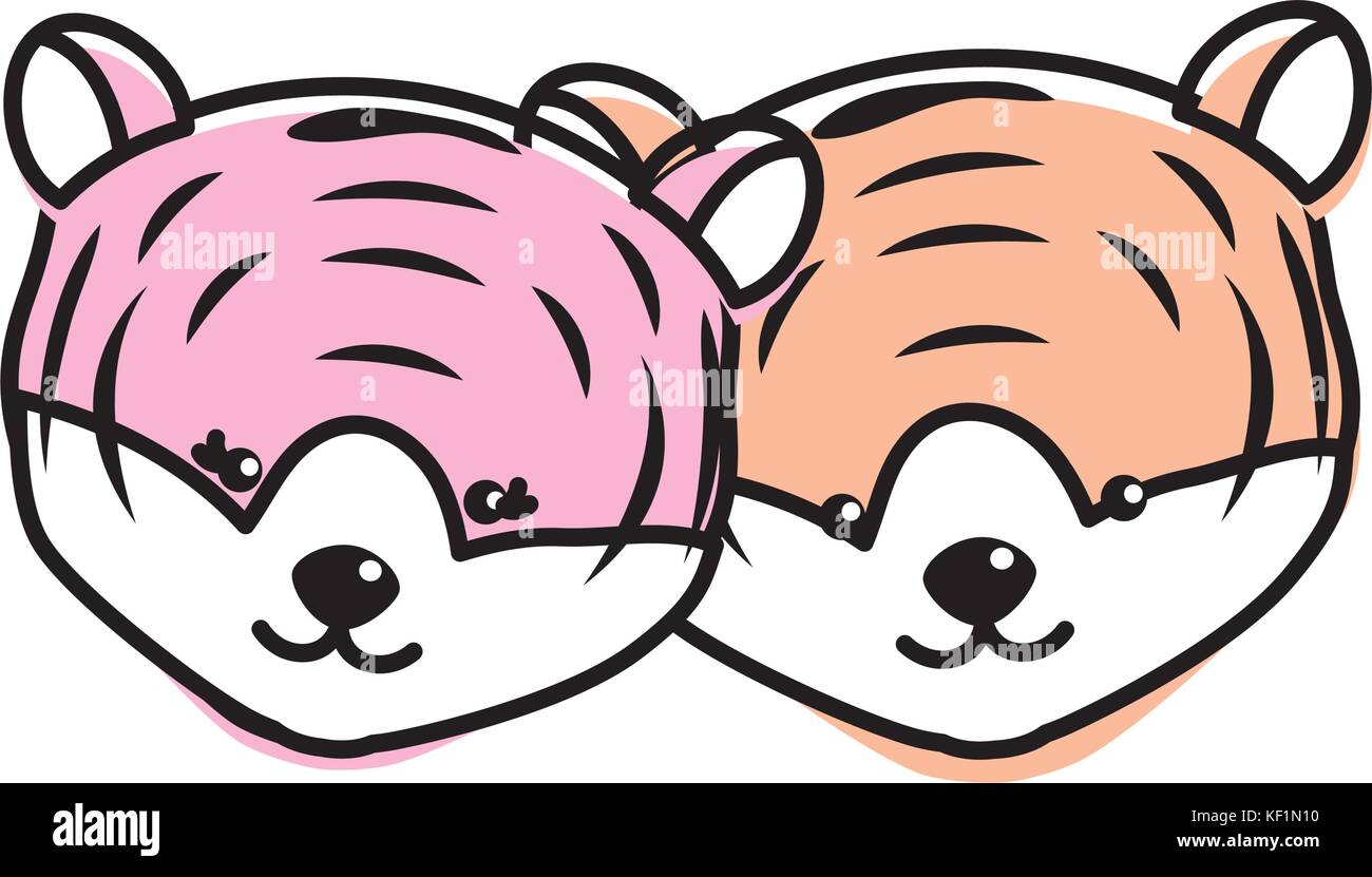 cute tiger head animal couple together Stock Vector Image & Art - Alamy
