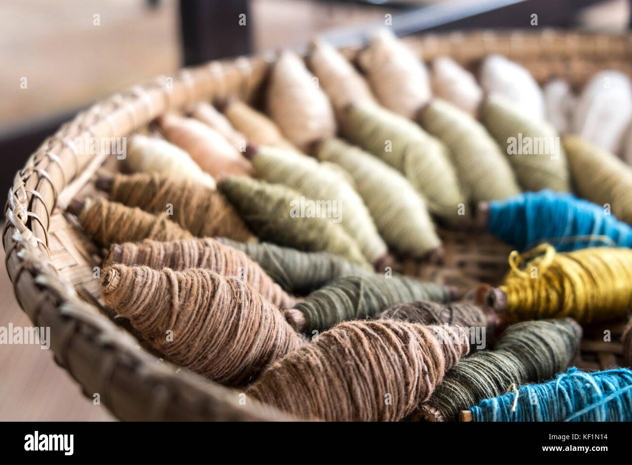Cotton thread rolls in the threshing basket Stock Photo - Alamy