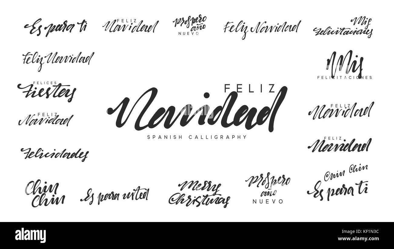 Spanish lettering Feliz Navidad, Felices Navidades, Mis felicitaciones ...