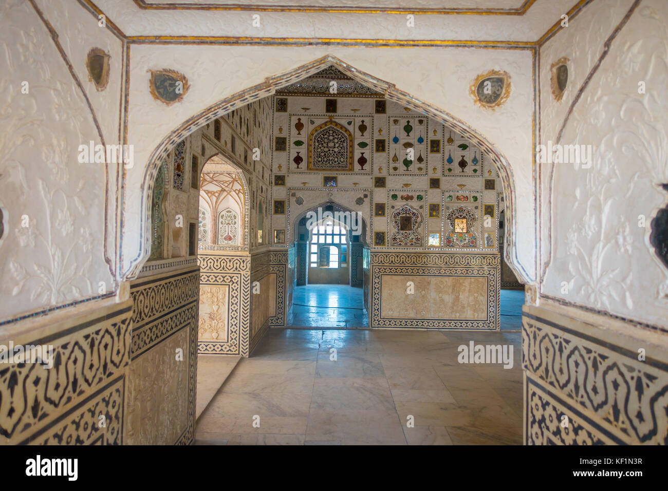 Amber, India - September 19, 2017: Beautiful Interior mughal ...