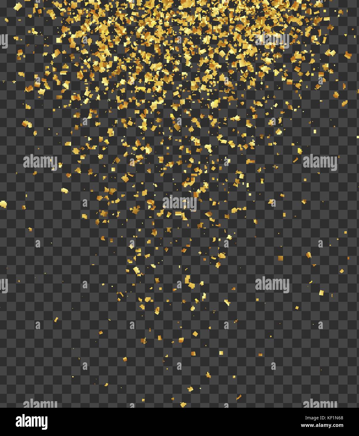 Falling shiny golden confetti isolated on transparent background ...