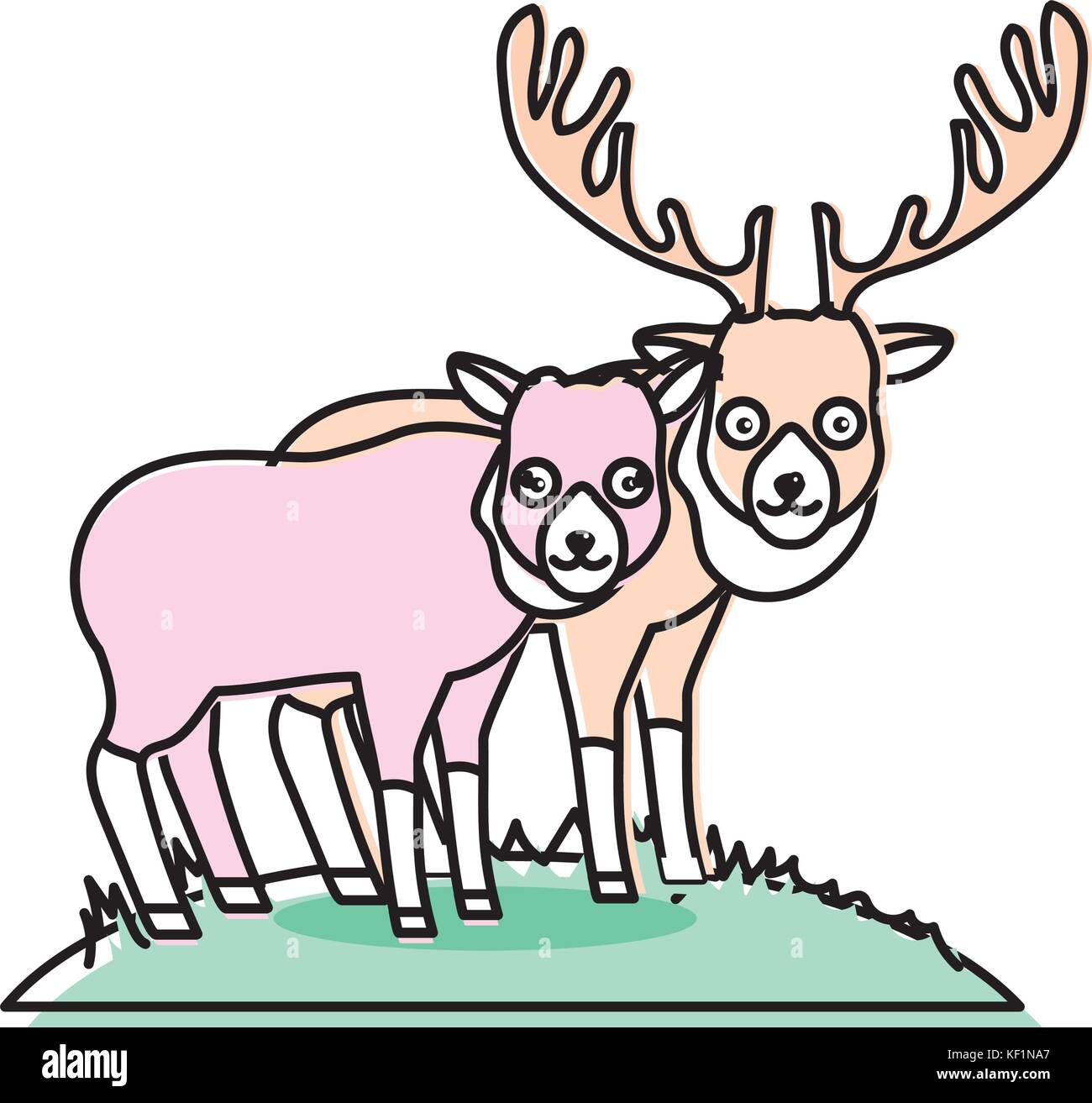 cute elk animal couple together Stock Vector Image & Art - Alamy