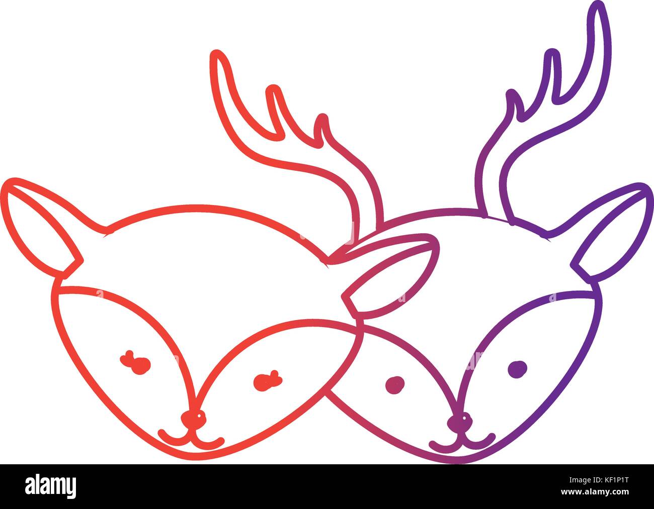 line cute deer head animal couple together Stock Vector Image & Art - Alamy