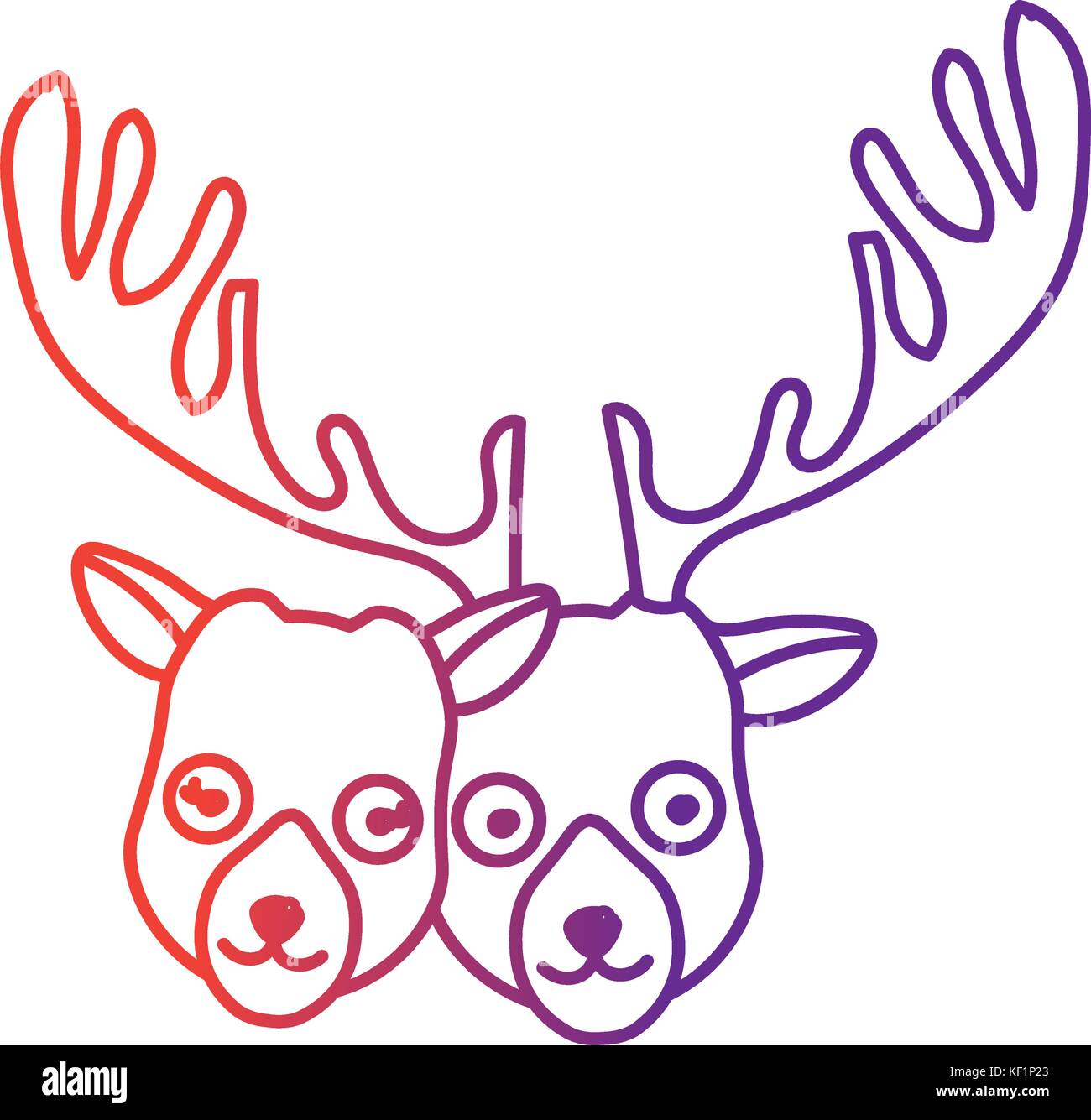 line cute elk head animal couple together Stock Vector Image & Art - Alamy