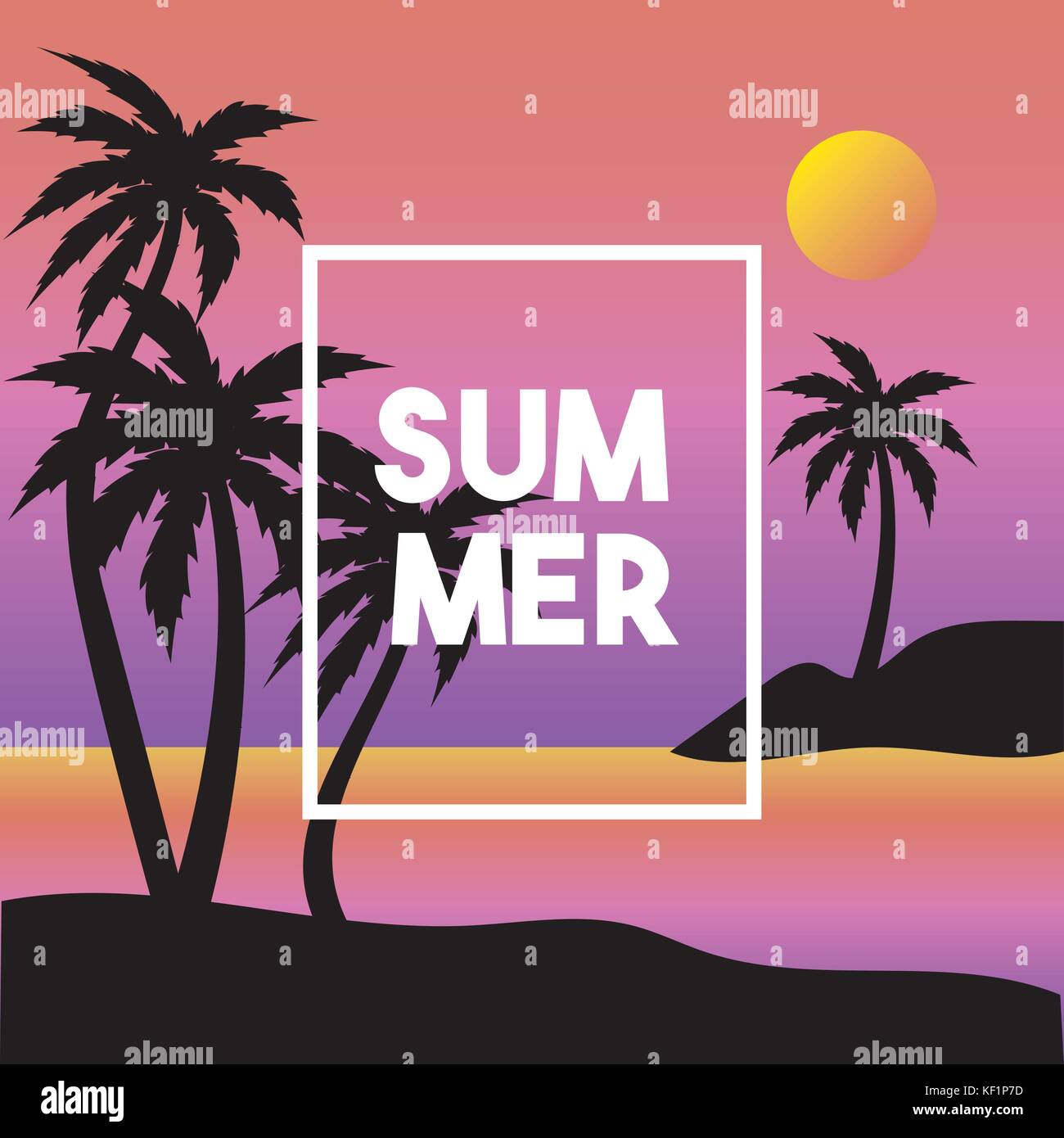 sumer vacation in the island with palm trees Stock Vector Image & Art ...