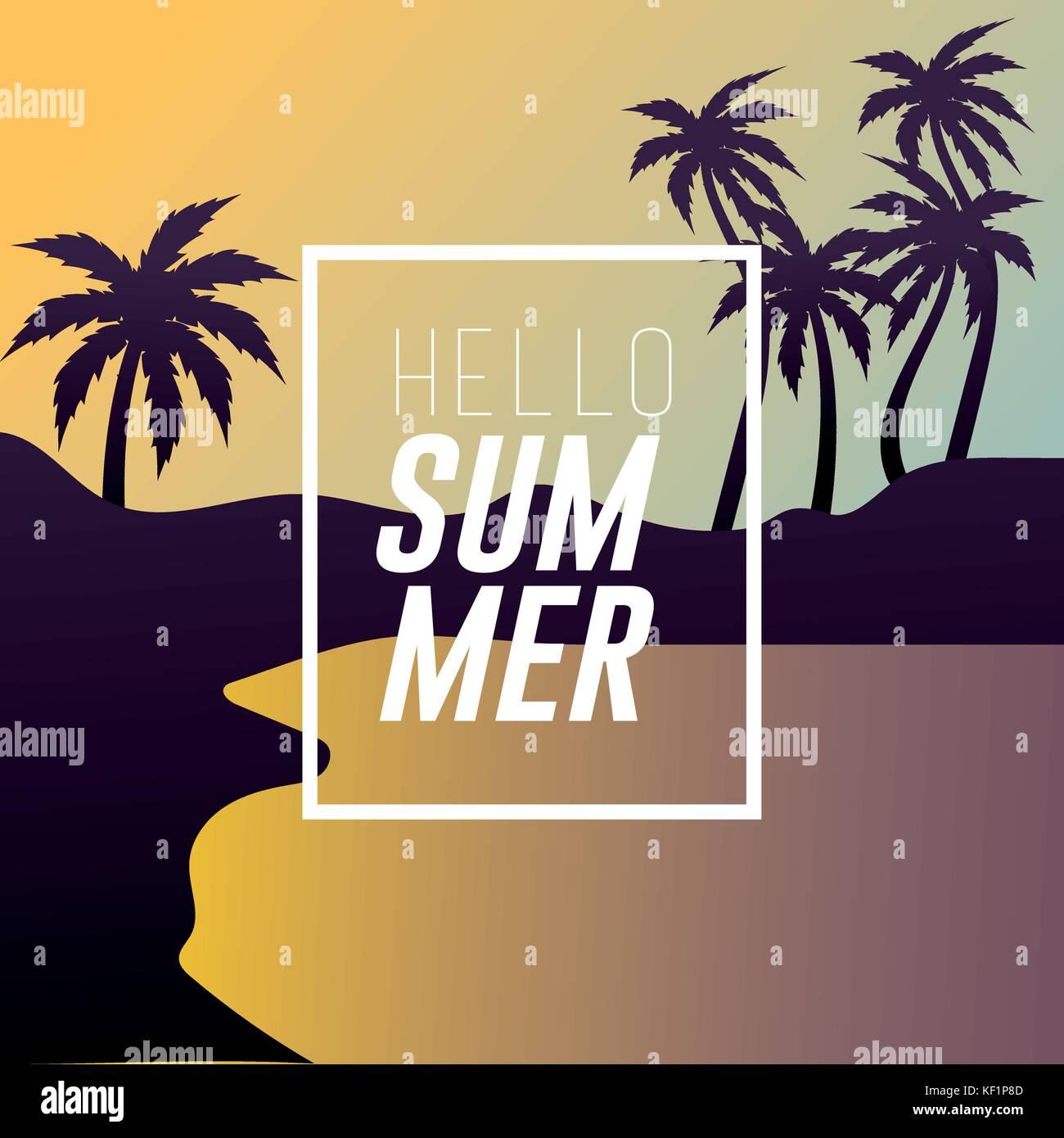 sumer vacation in the island with palm trees Stock Vector Image & Art ...