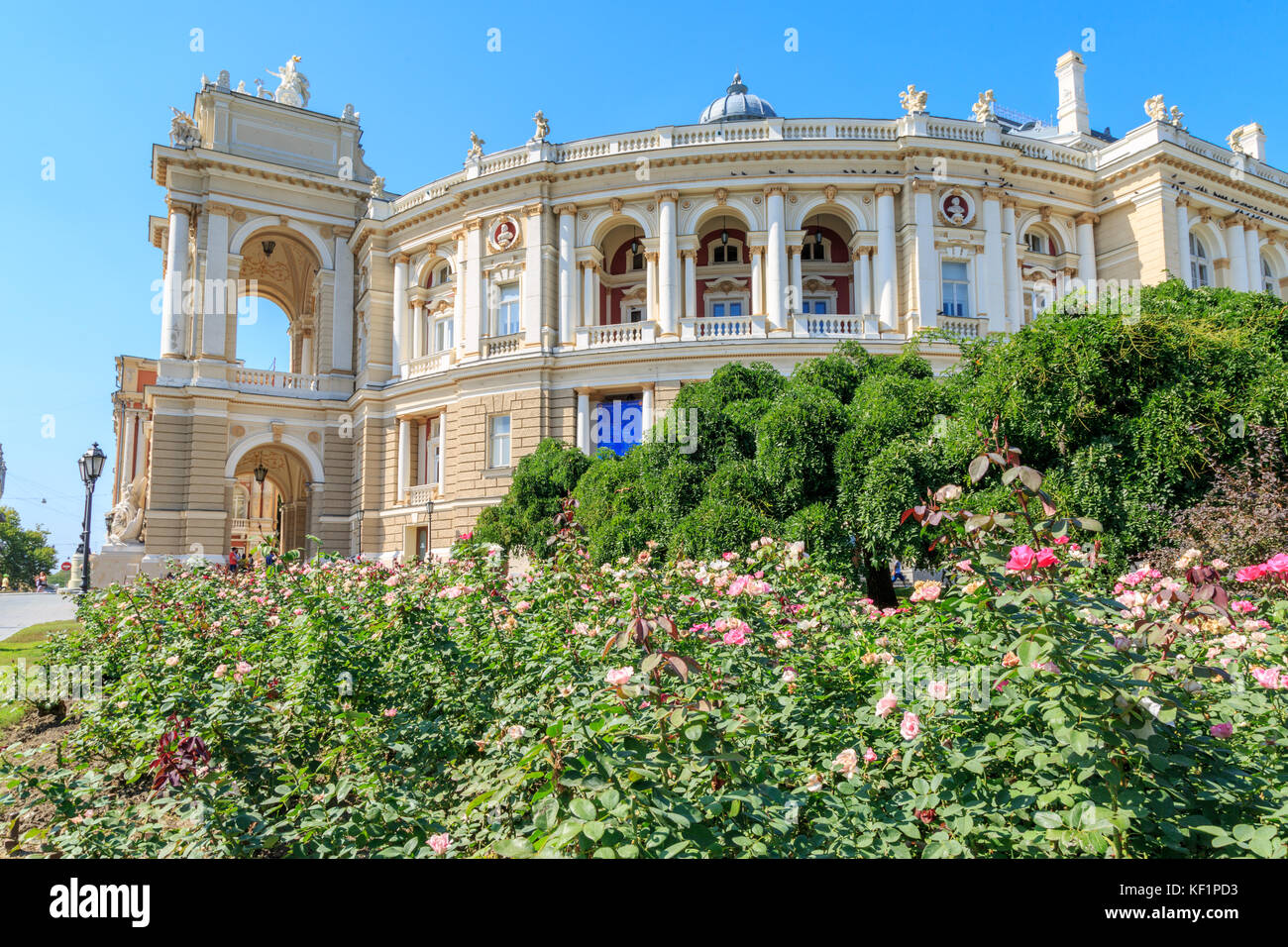 Park in Odessa center Ukraine with Opera house background in Odessa ...