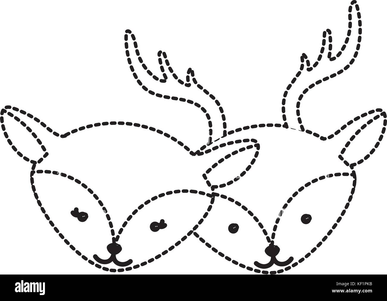 dotted shape cute deer head animal couple together Stock Vector Image ...