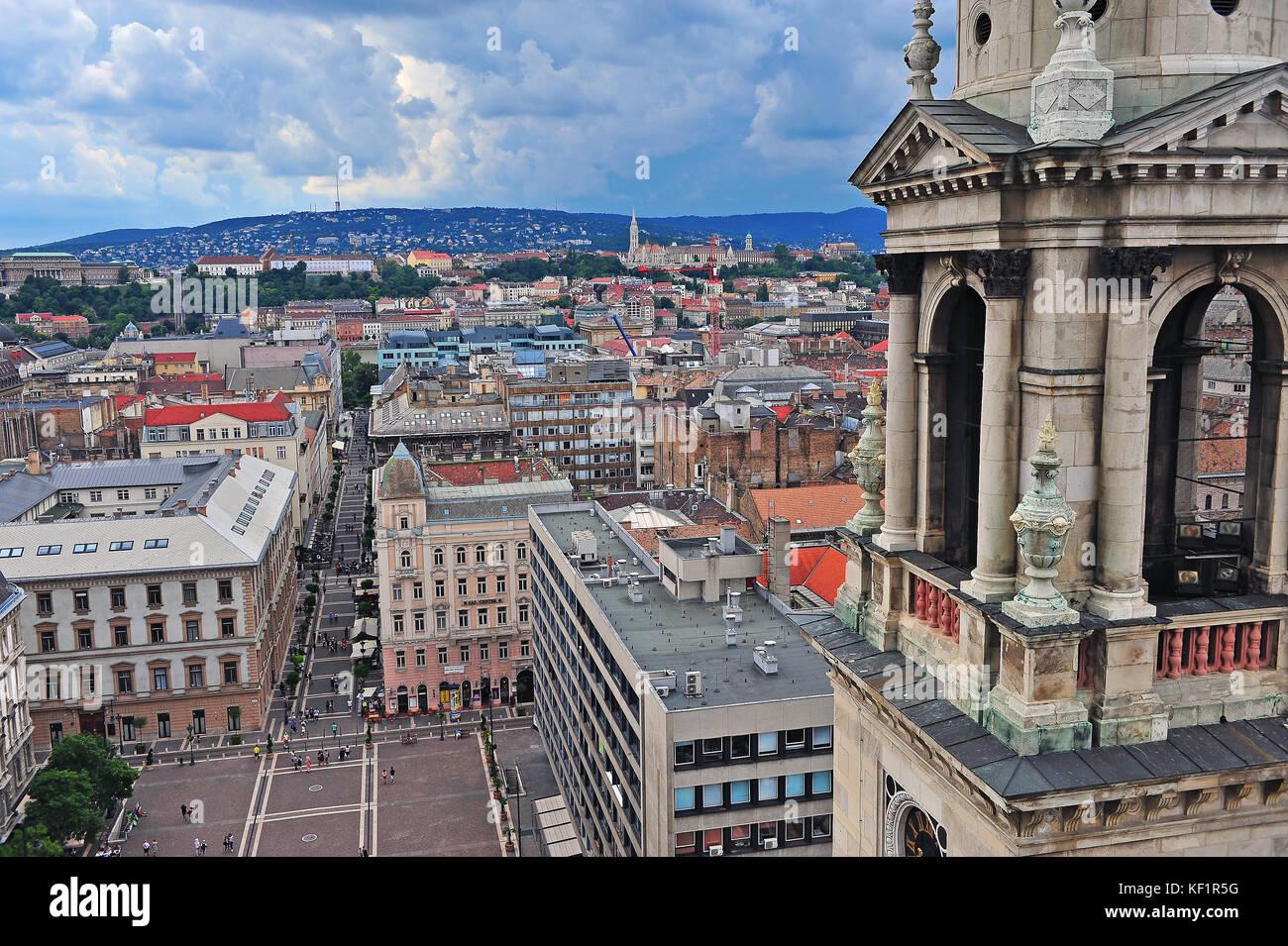 BUDAPEST, HUNGARY - JUNE 11: Top view of the city center of Budapest ...