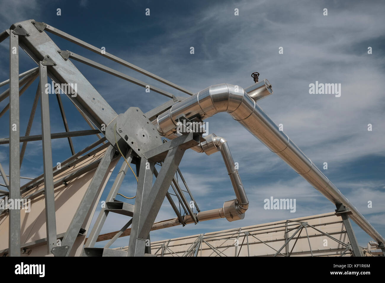 Pipe running through a solar receiver in the thermo-solar power plant ...