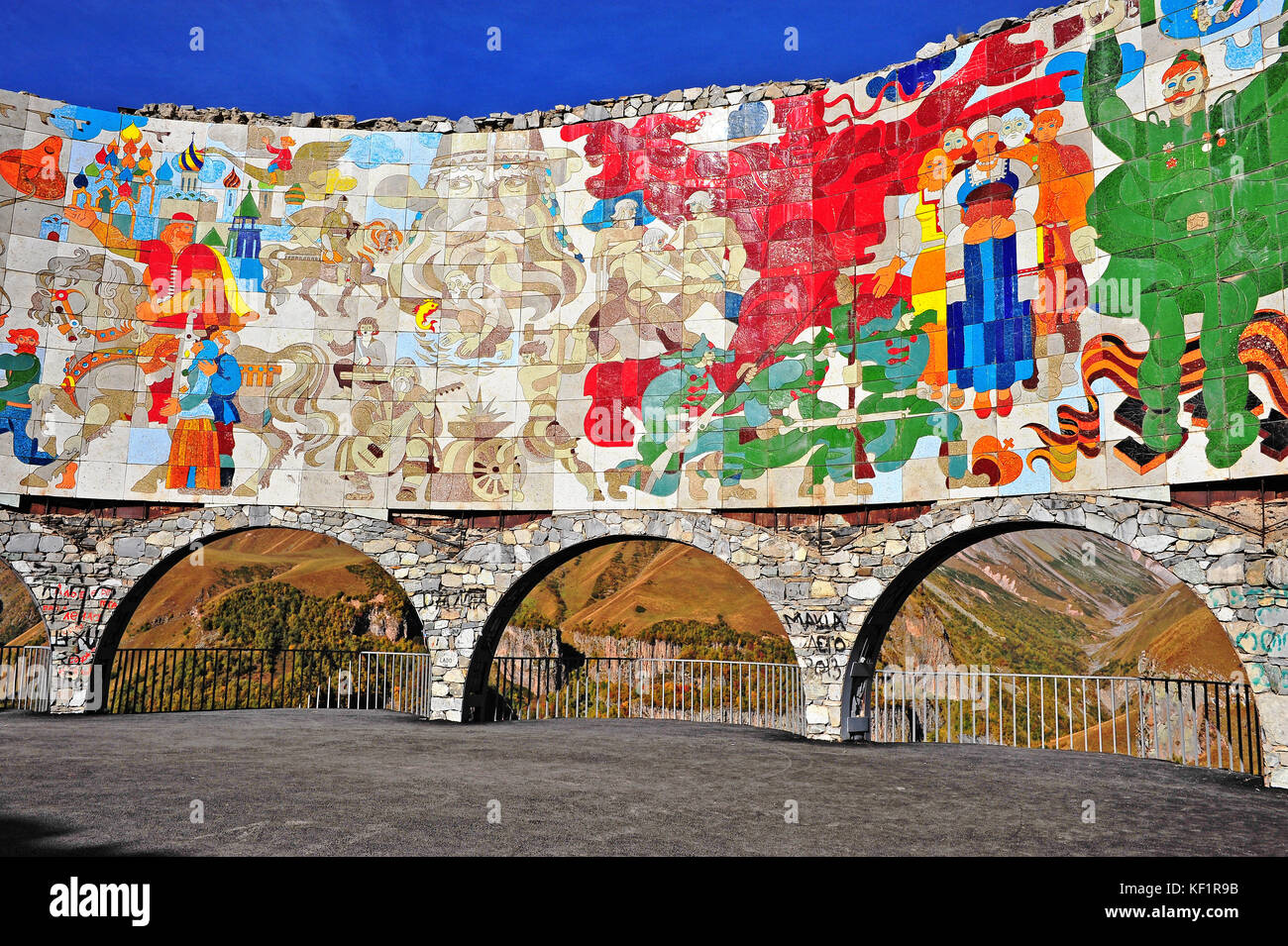 GUDAURI, GEORGIA - OCTOBER 4: Monument of the friendship between Russia ...