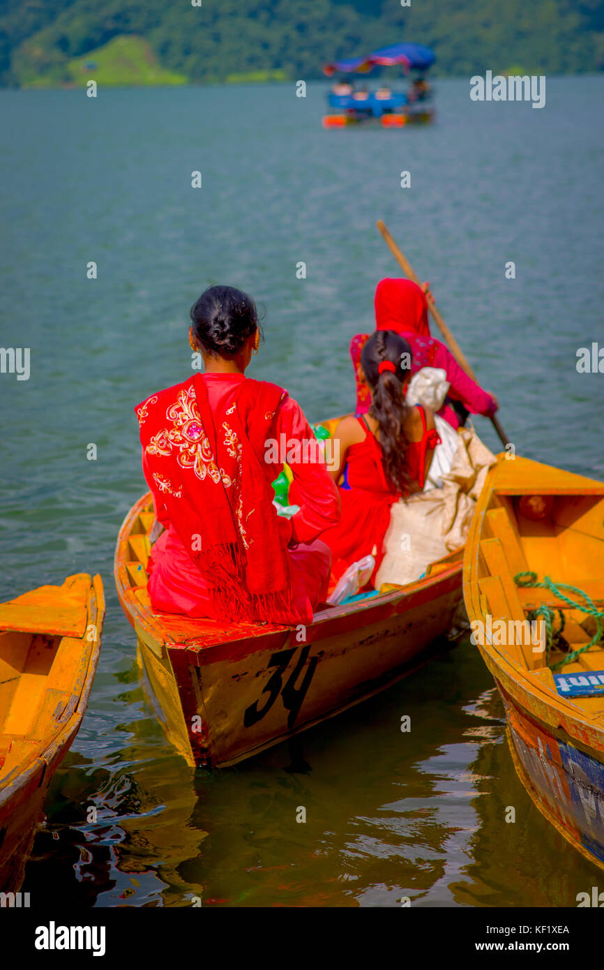 POKHARA, NEPAL - NOVEMBER 04, 2017: Unidentified group of women inside ...