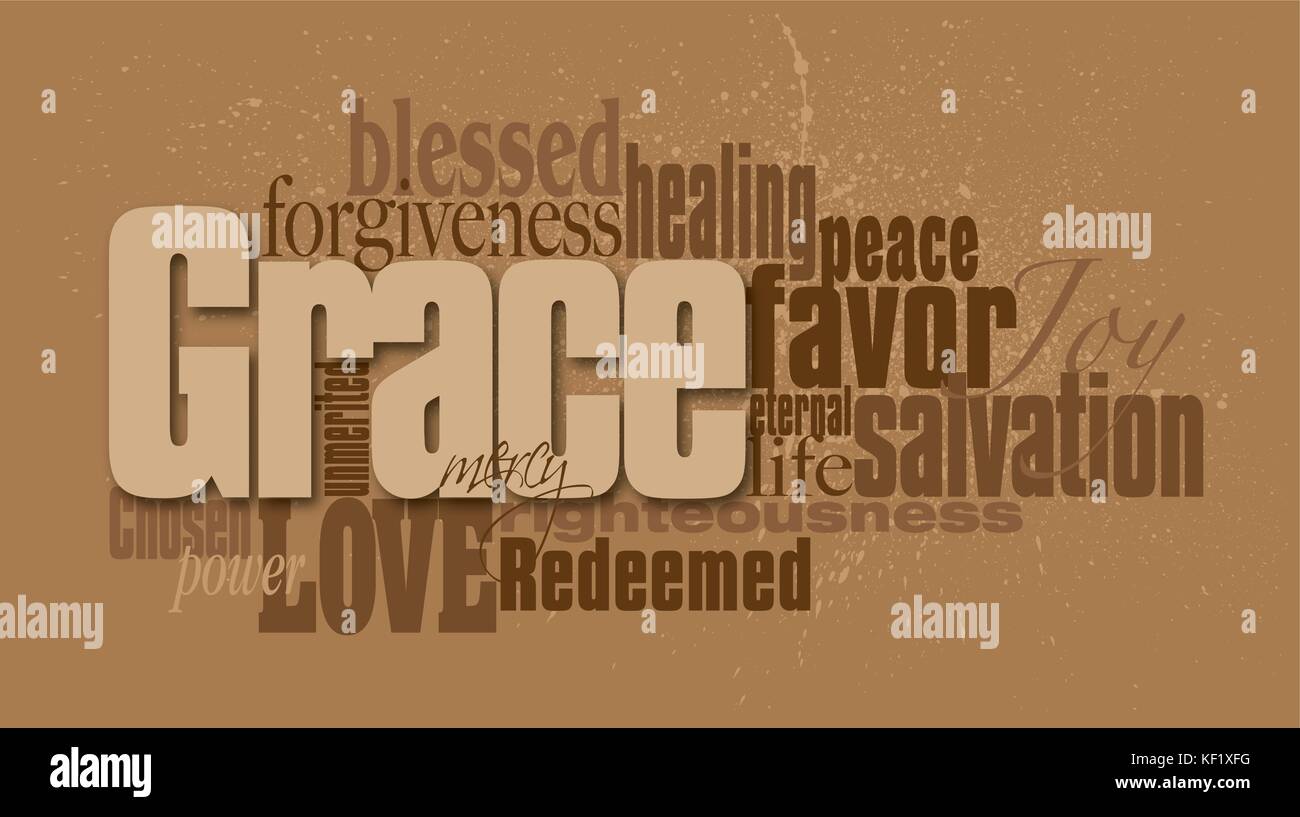 Graphic typographic montage illustration of the Christian concept of ...