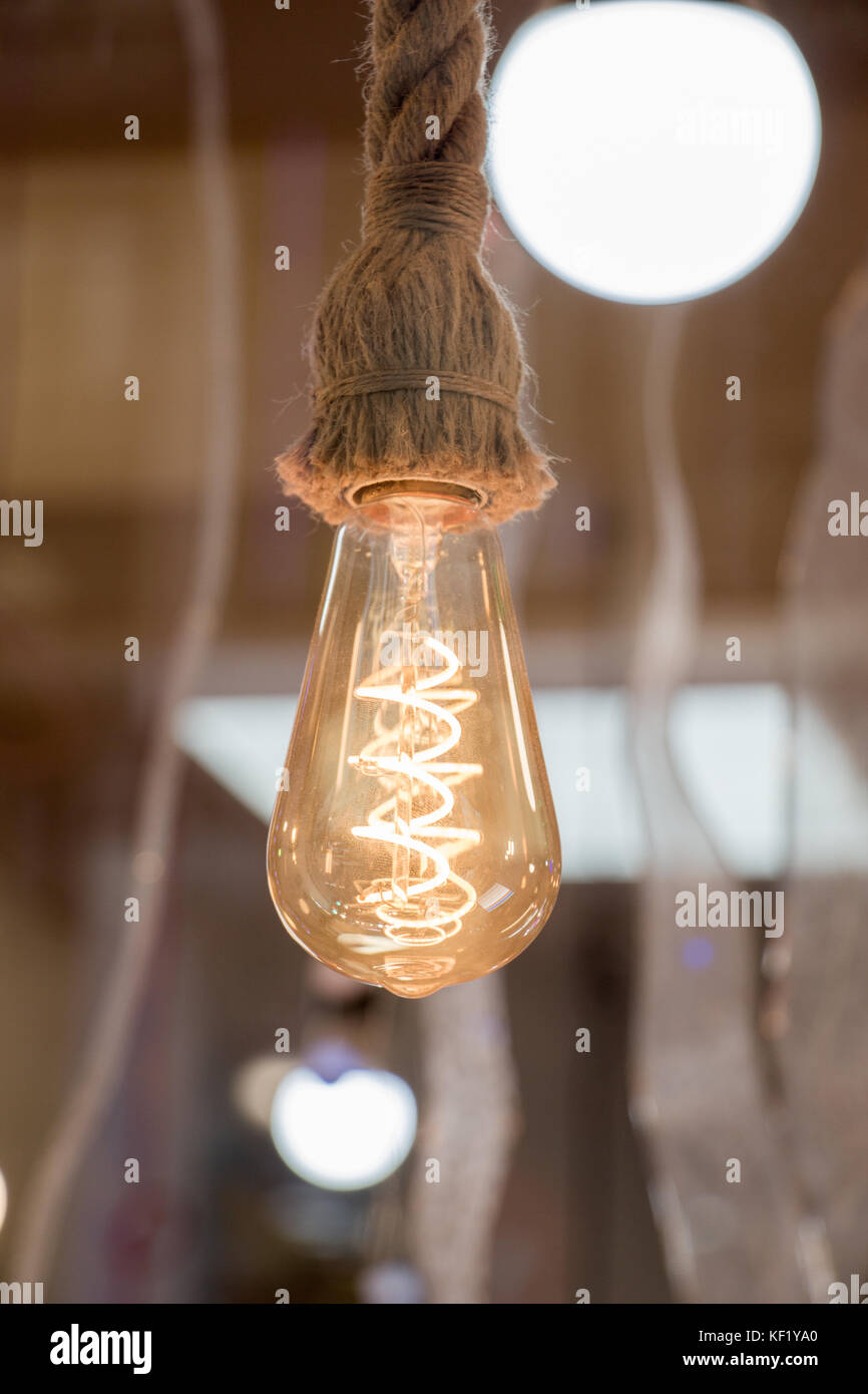 Decorative antique edison style filament light bulbs hanging Stock ...