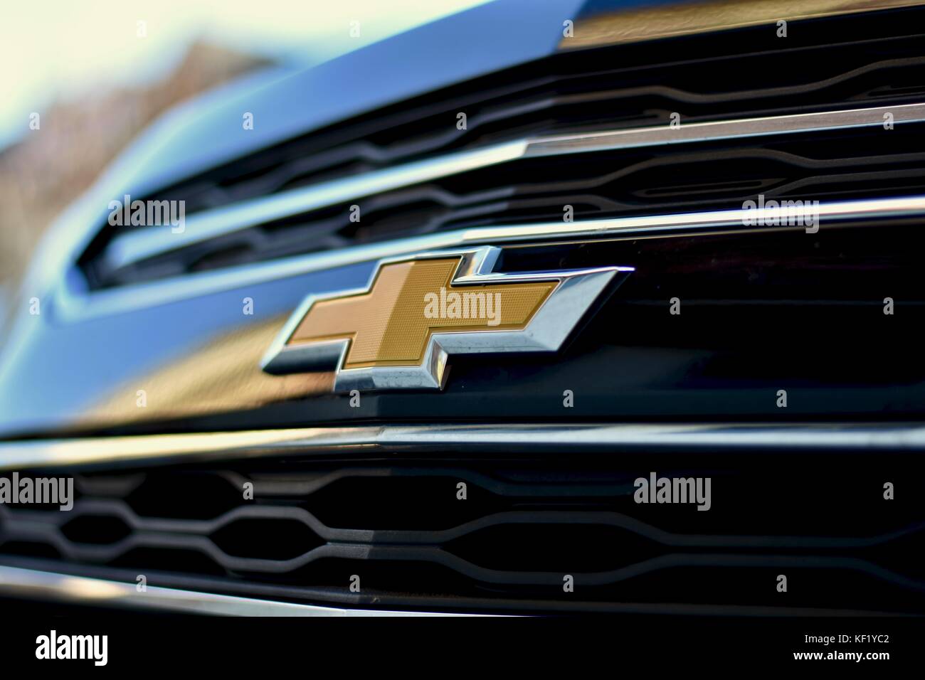 Chevy emblem on front of car Stock Photo - Alamy