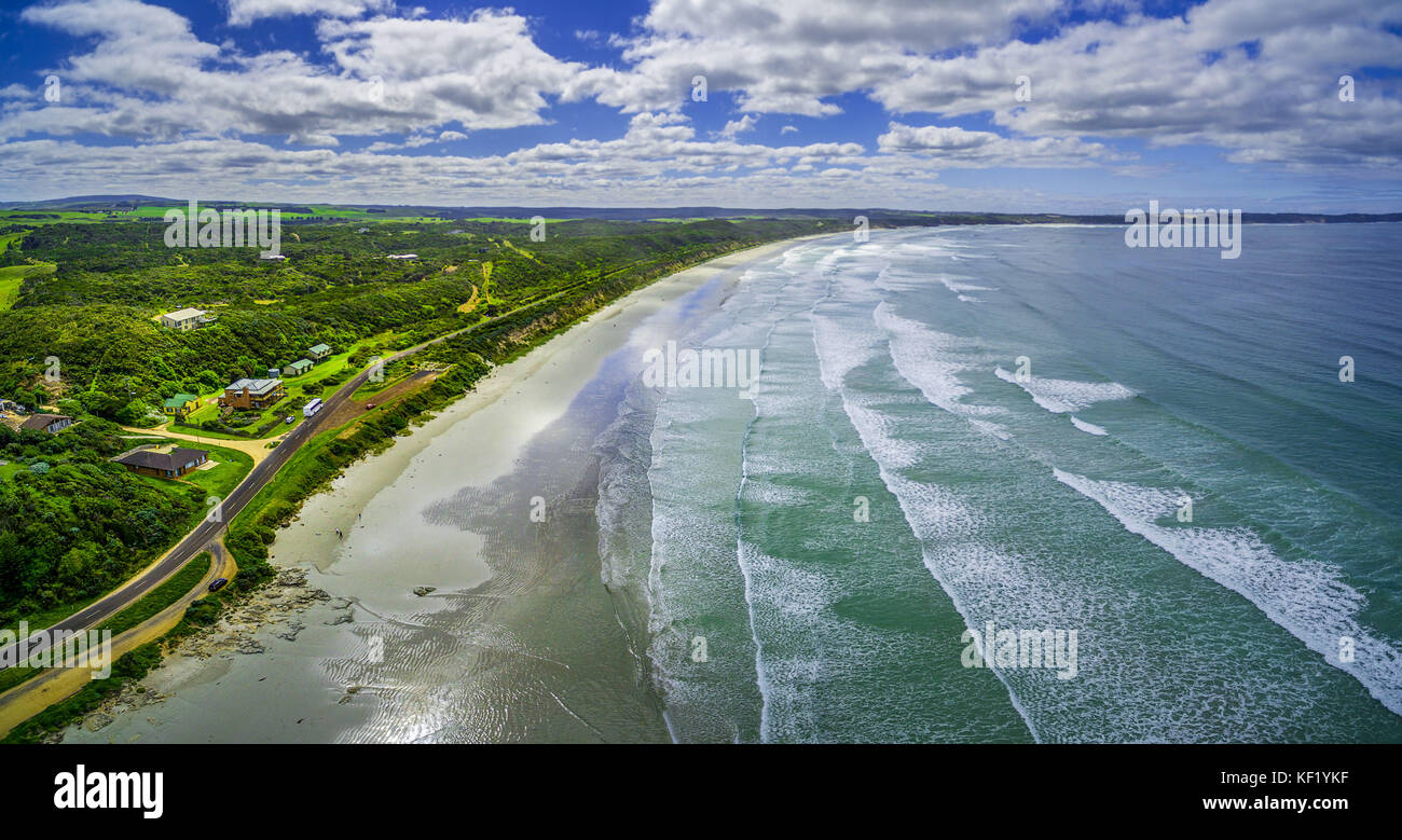 Aerial panorama of beautiful beach of Cape Bridgewater, Victoria ...