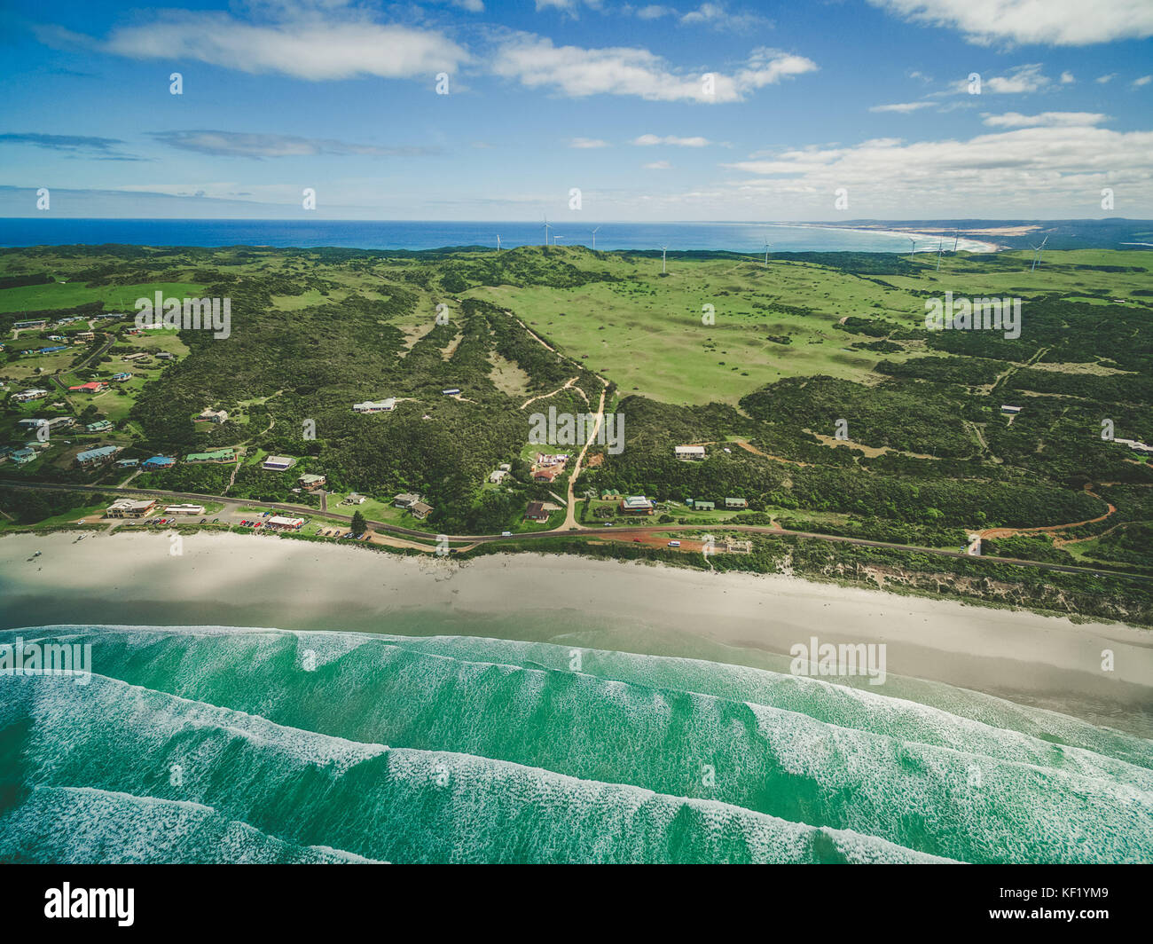 Aerial view of Cape Bridgewater settlement in Victoria, Australia Stock ...