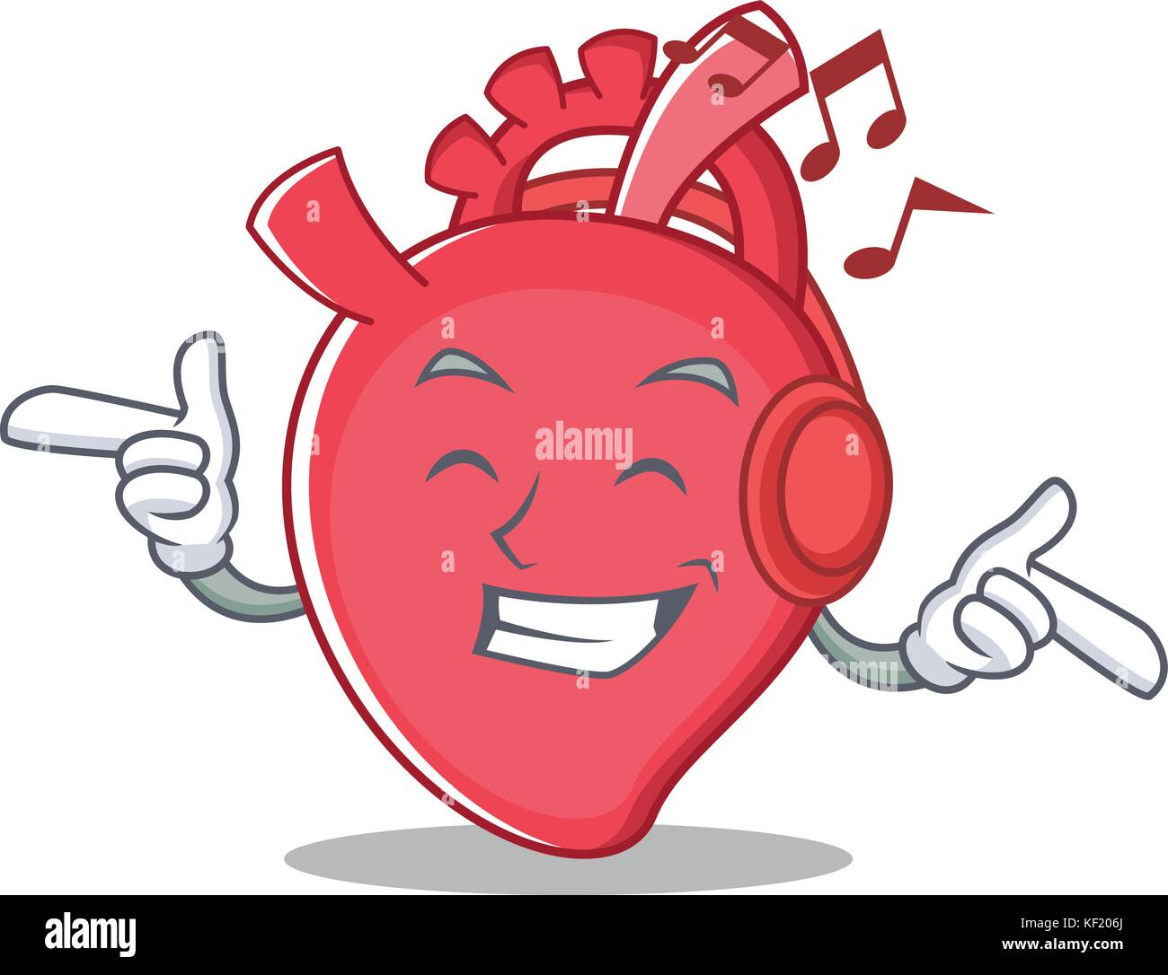 Listening music heart character cartoon style Stock Vector Image & Art ...