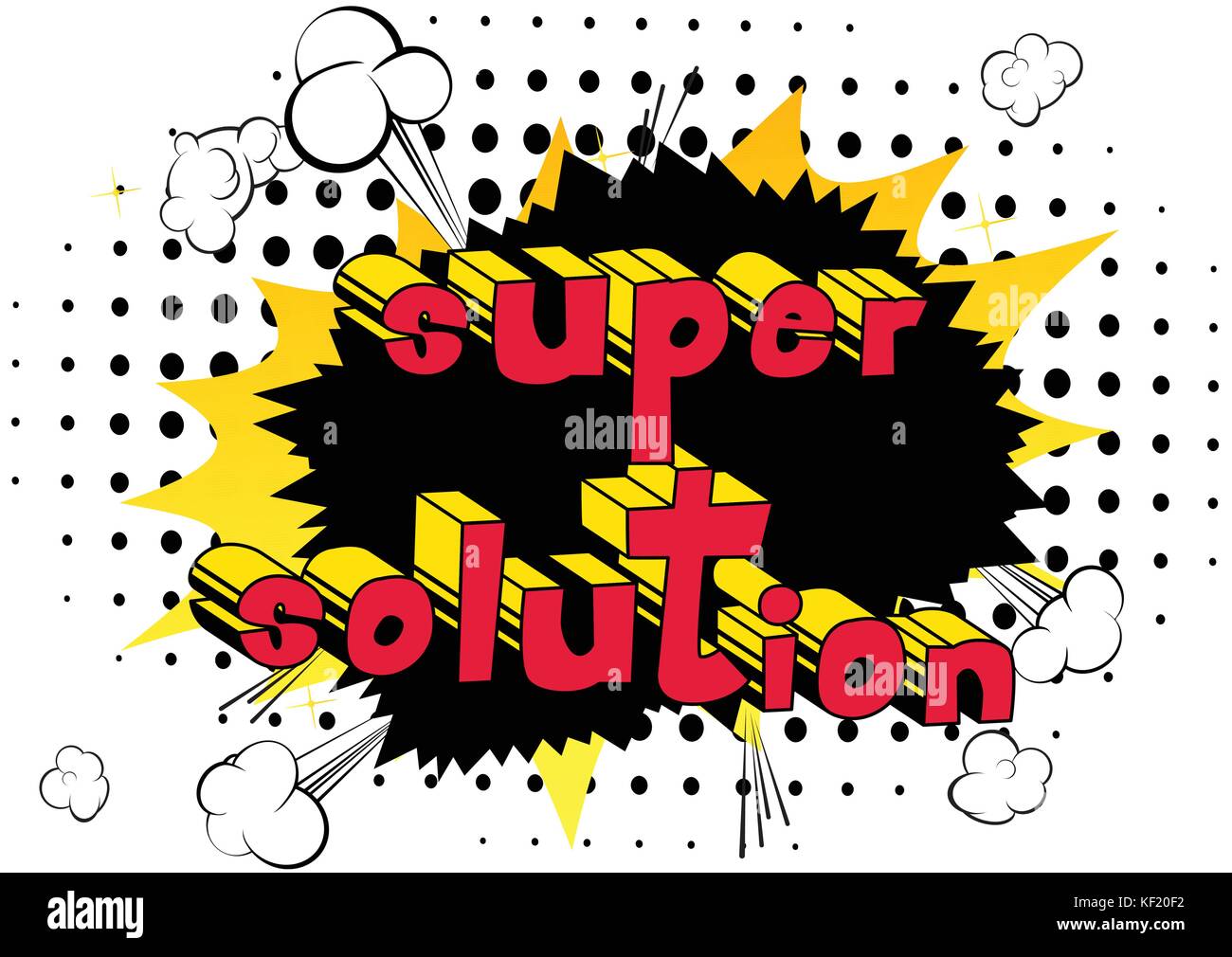 Super Solution - Comic book style word on abstract background Stock ...