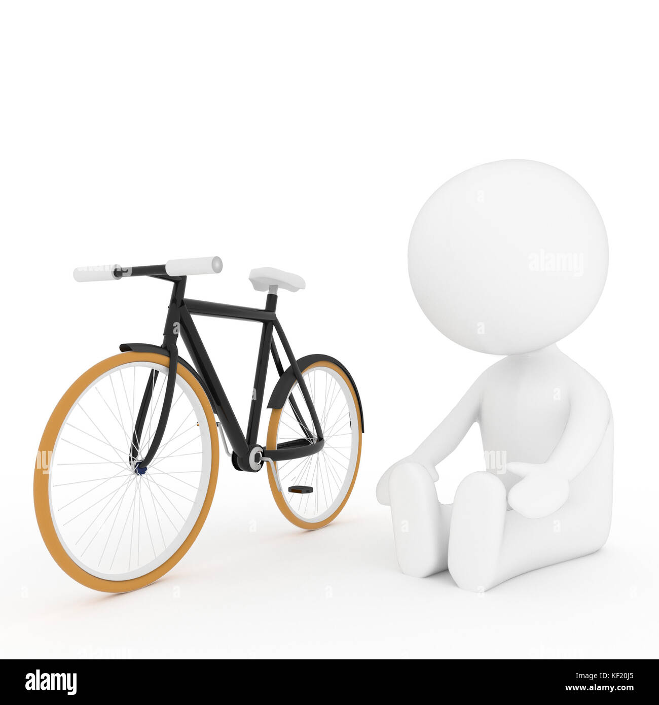 white human doing yoga exercise with bicycle in 3D rendering Stock ...