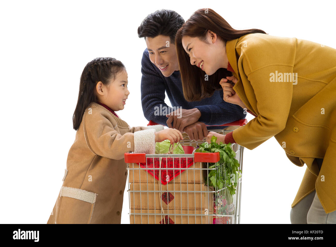 Happy family shopping Stock Photo - Alamy